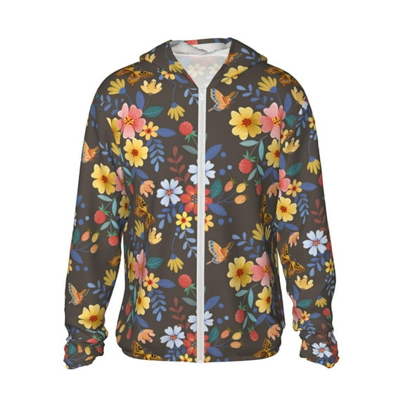 Daiia Colorful Flowers with Butterfly UPF 50+ Sun Protection Hoodie ...