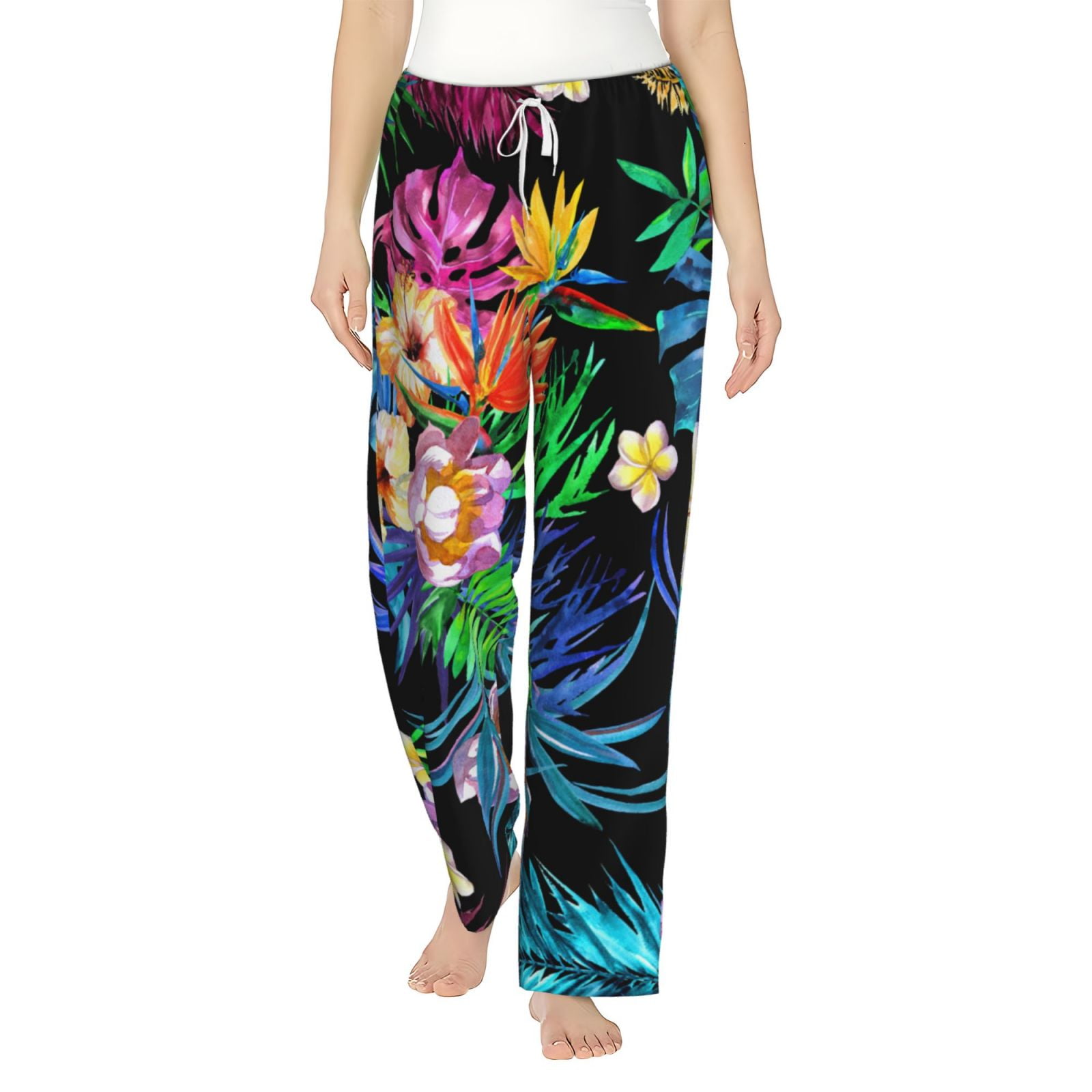 Daiia Colorful Flowers Women's Sleep Pant with Pockets and Drawstring ...