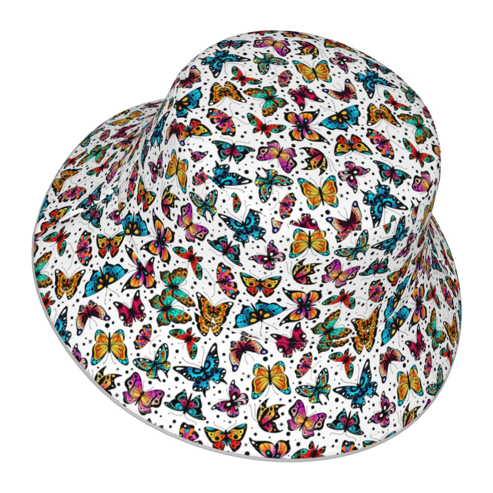 Daiia Colorful Flying Butterflies Pattern Bucket Hat - Trendy Cotton ...