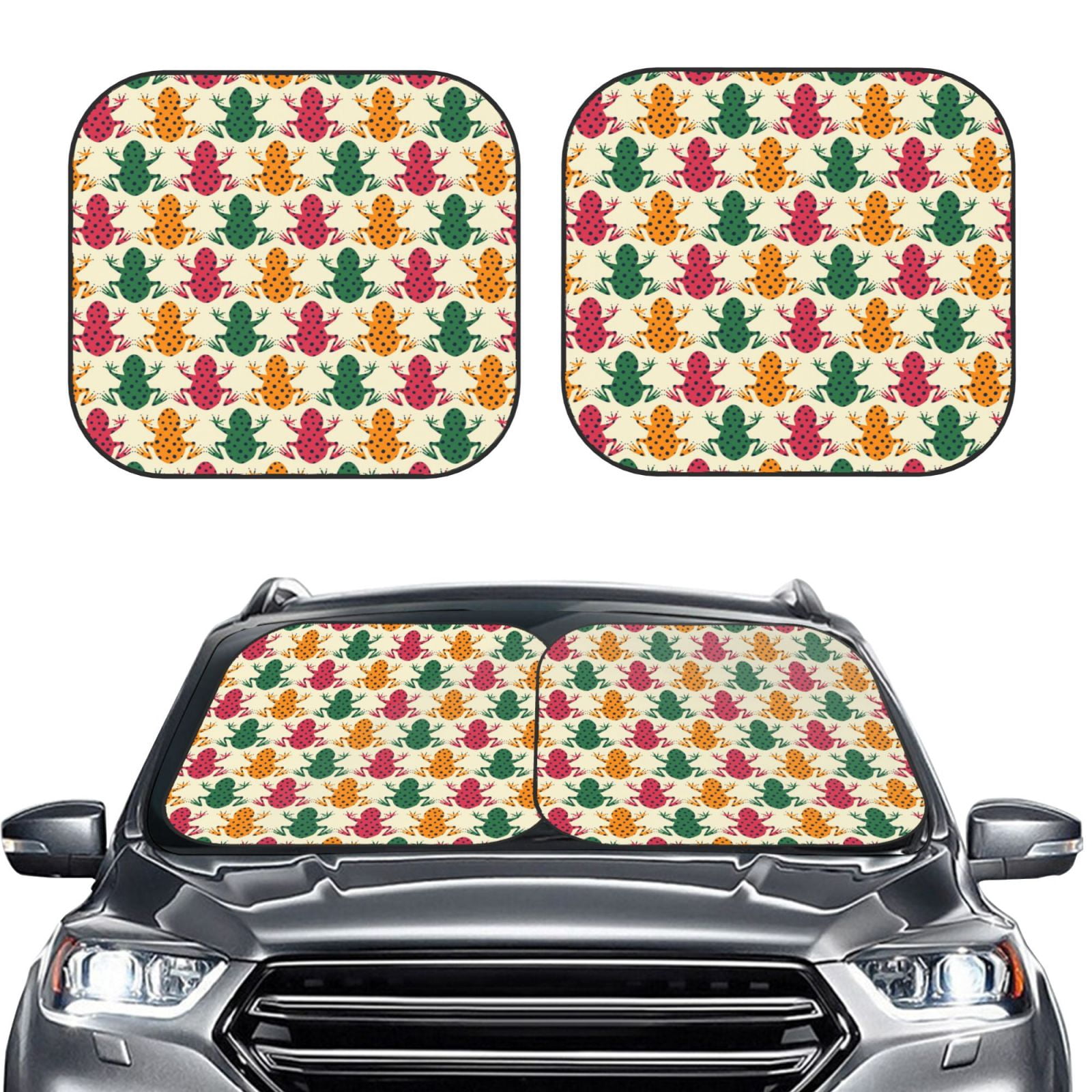 Daiia Colorful Frogs 2PCS Car Windshield Sun Shade, Foldable Sun Shield ...