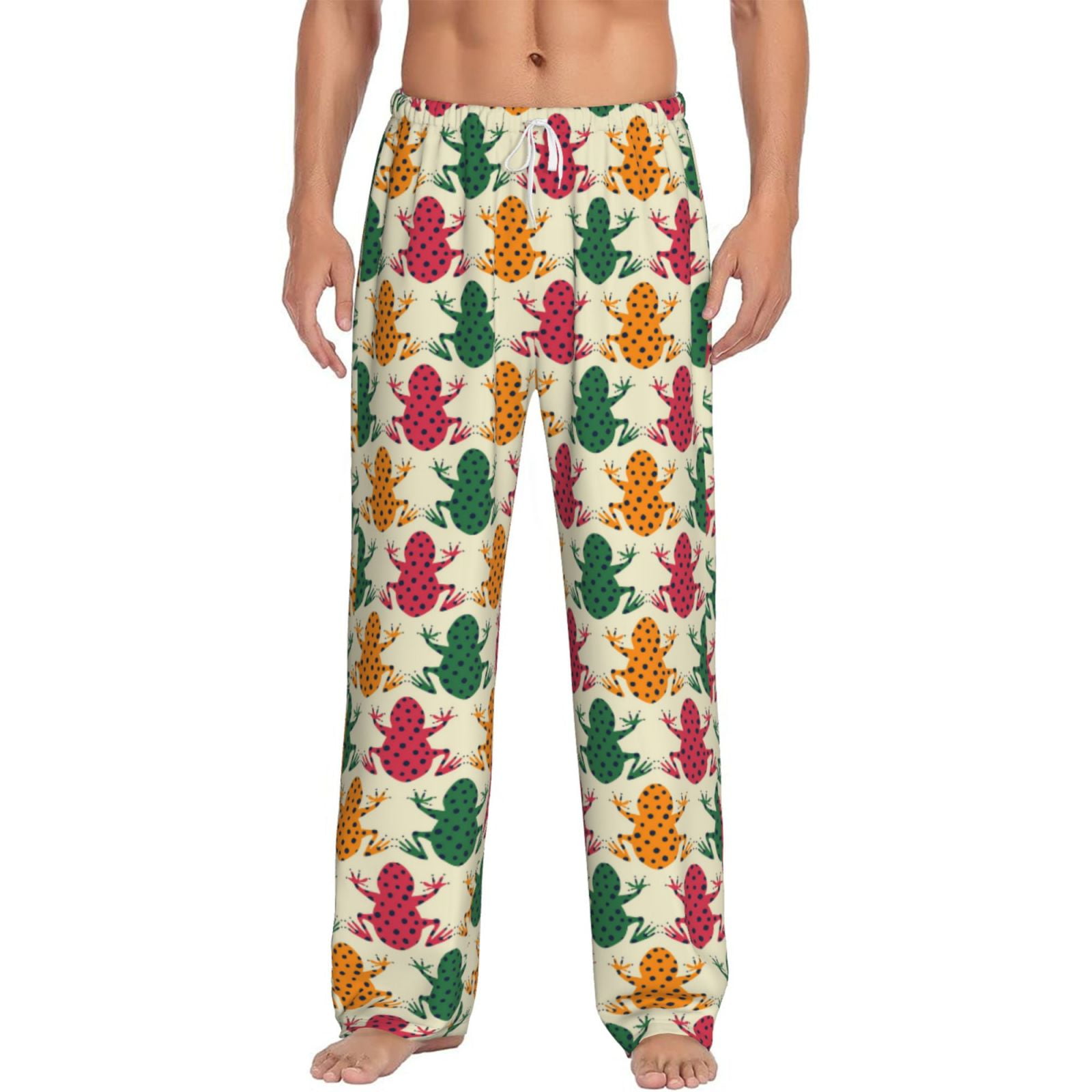 Daiia Colorful Frogs Men's Sleep Pant with Pockets and Drawstring ...