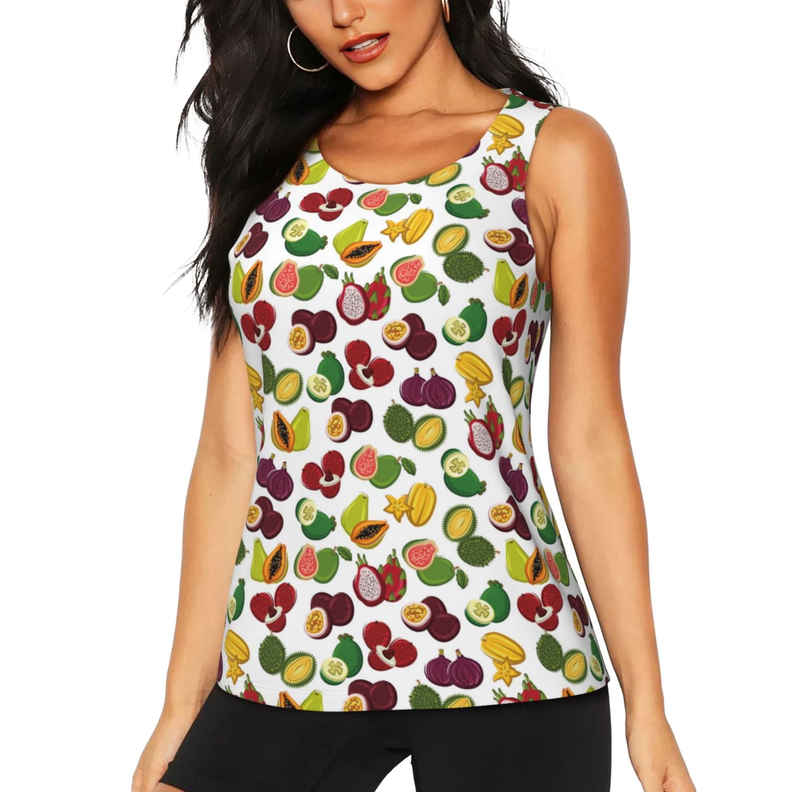 Daiia Colorful Fruits Printed Womens Workout Tops for Women Quick-dry ...