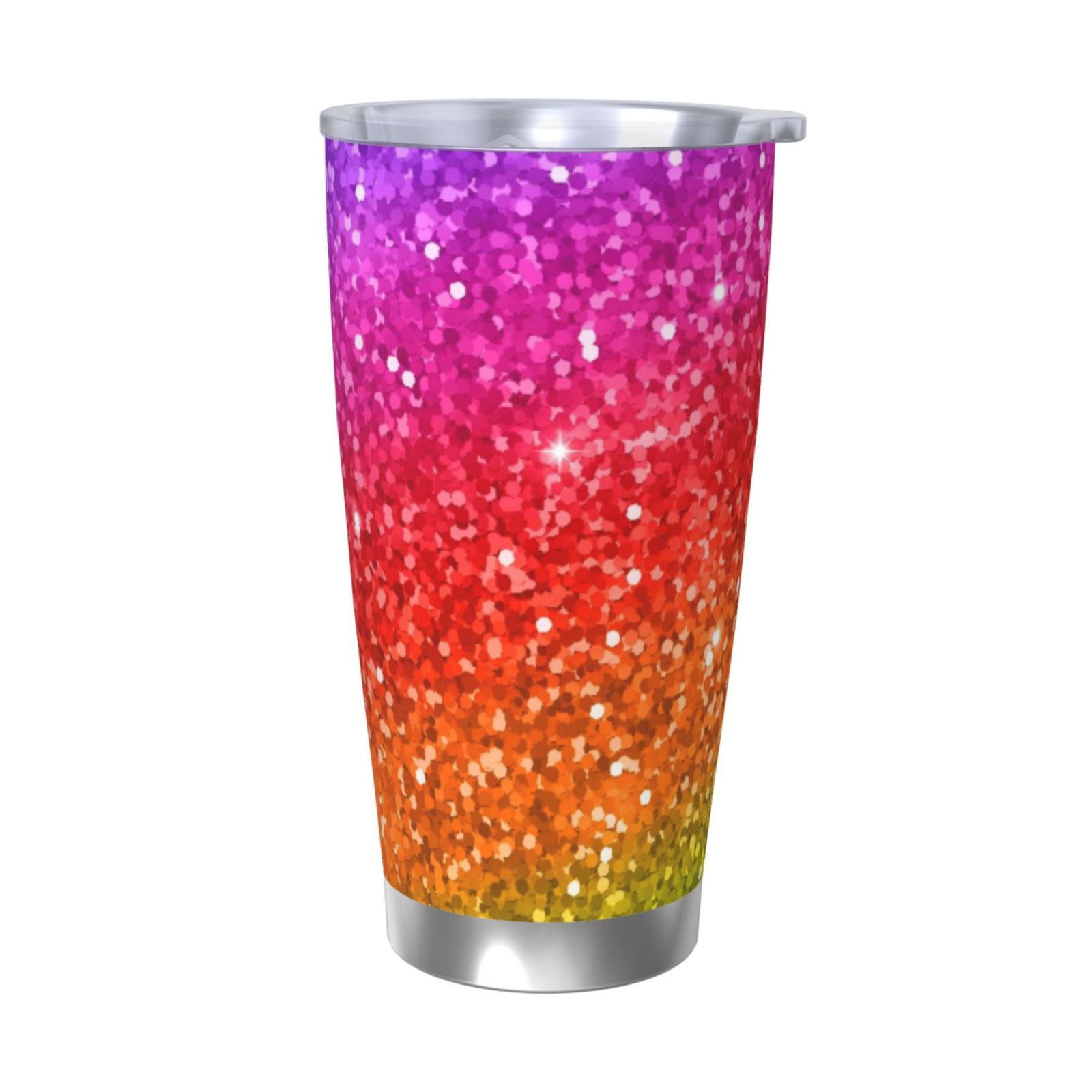 Daiia Colorful Glitter Printed 20oz Insulated Coffee Cup with Straw ...