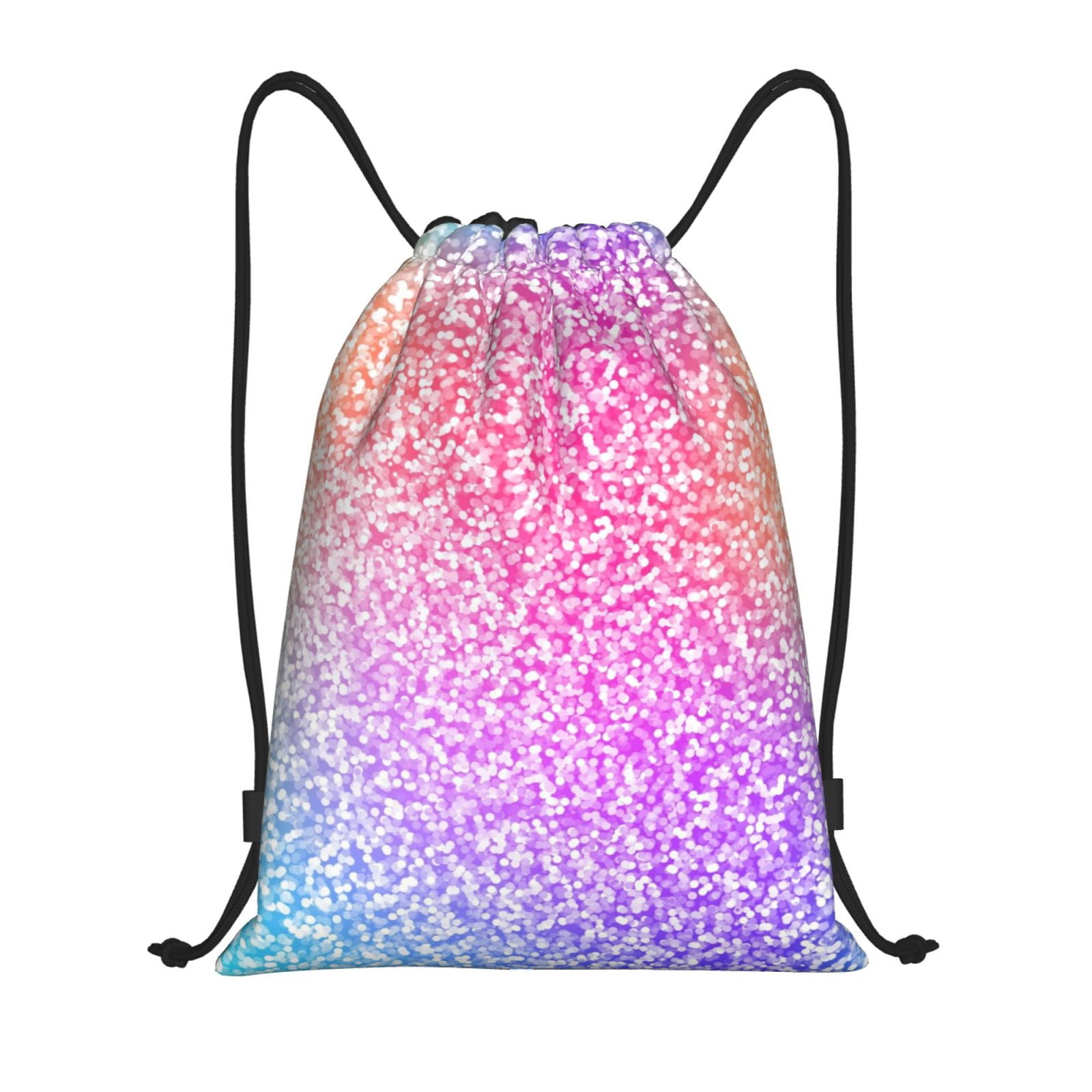Daiia Colorful Glitters Pattern Drawstring Backpack, Gym Bag ...