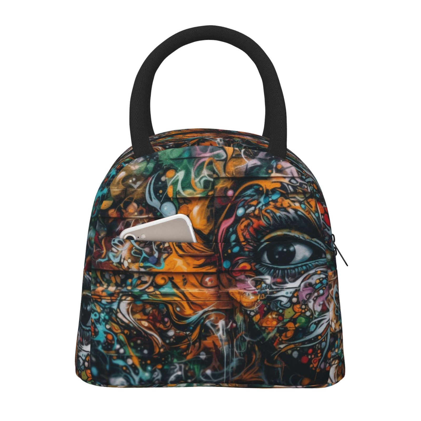Daiia Colorful Graffiti Abstract Eye Pattern Lunch Bag , Insulated ...