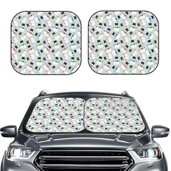 Daiia Colorful Hat Snowman 2PCS Car Windshield Sun Shade, Foldable Sun ...