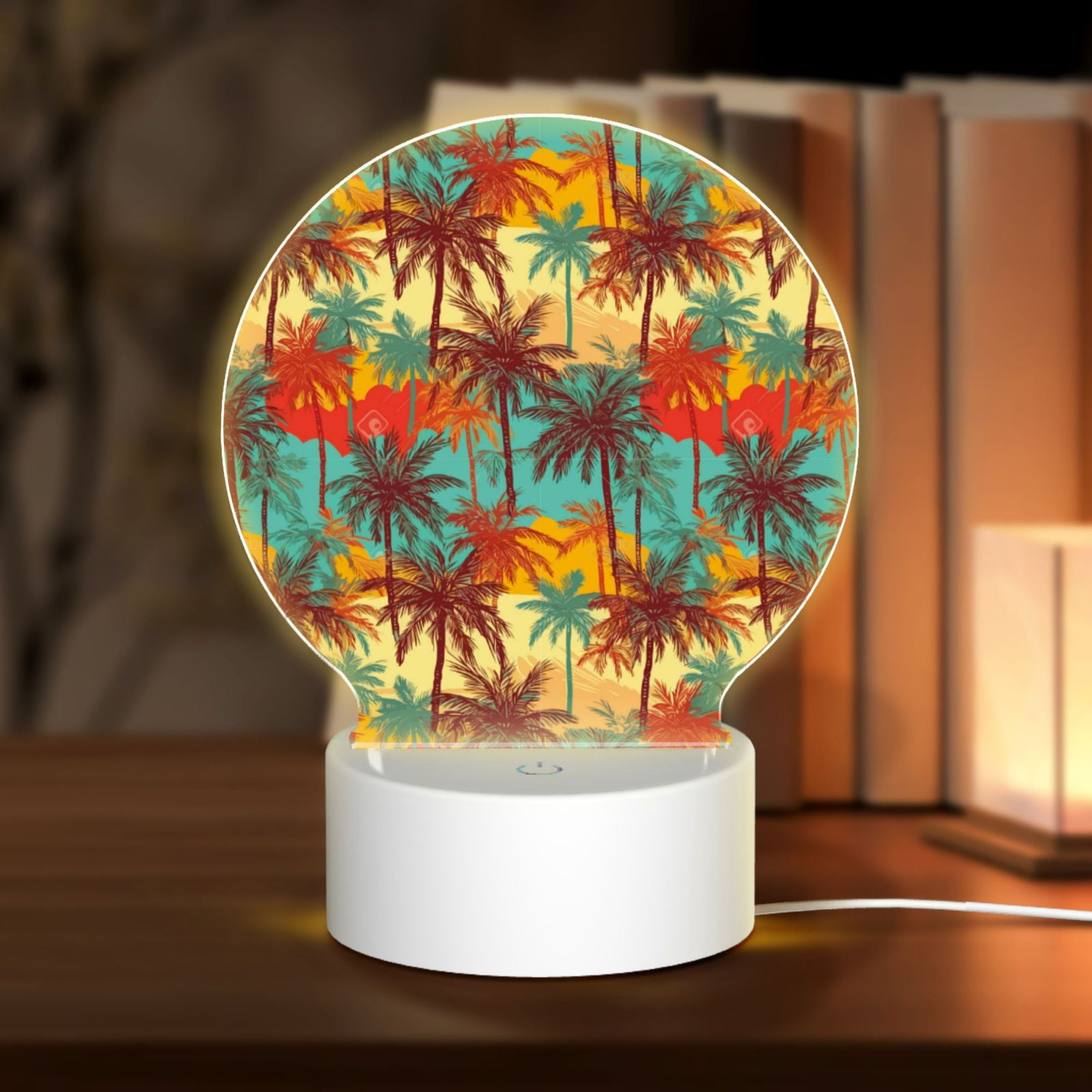 Daiia Colorful Hawaii Palms Pattern Acrylic Night Light, LED Touch ...