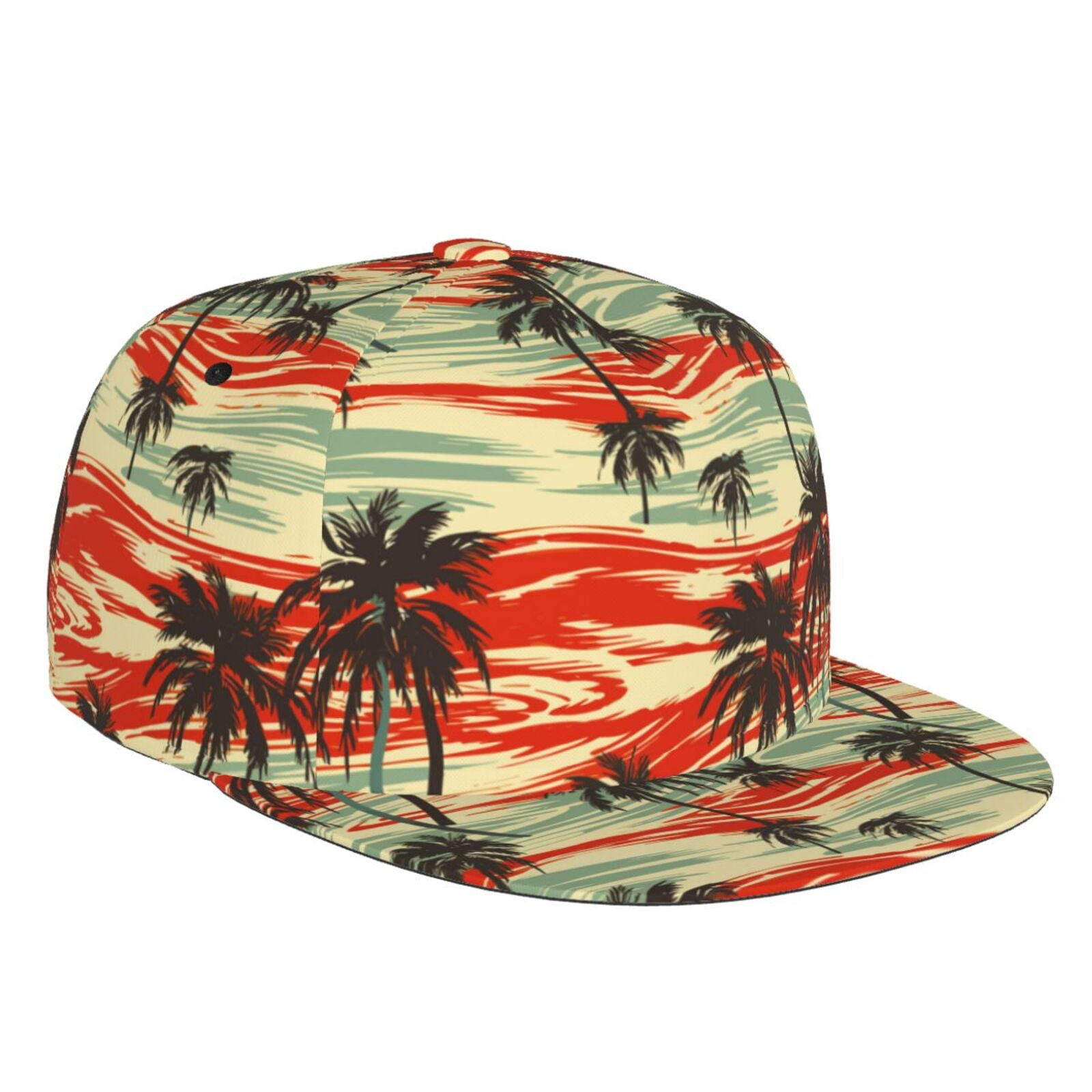 Daiia Colorful Hawaii Palms print Flat Bill Hats Flat Brim Trucker Cap Baseball Cap Adjustable ...