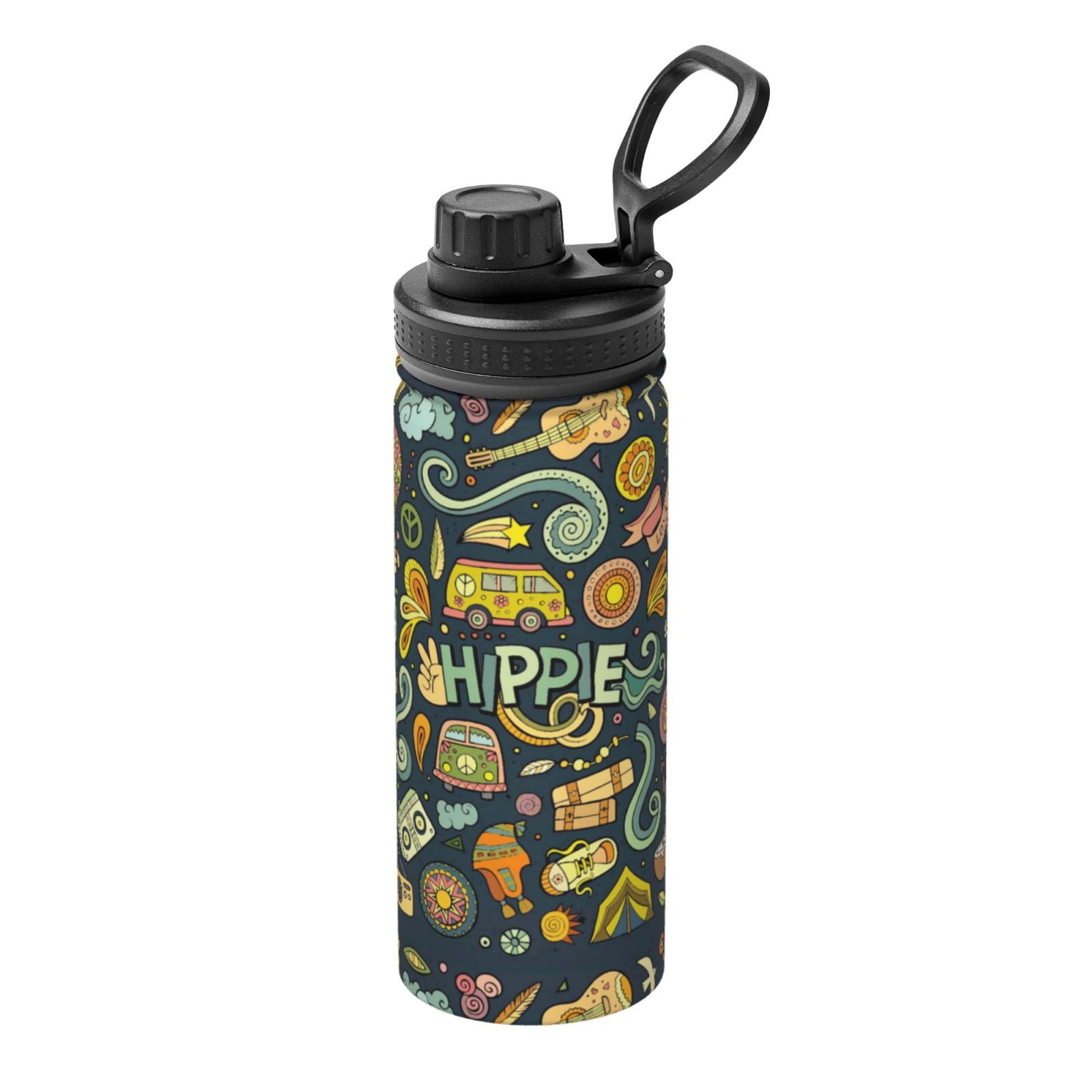 Daiia Colorful Hippie Printed 18 OZ Sports Insulated Kettle Drinking ...