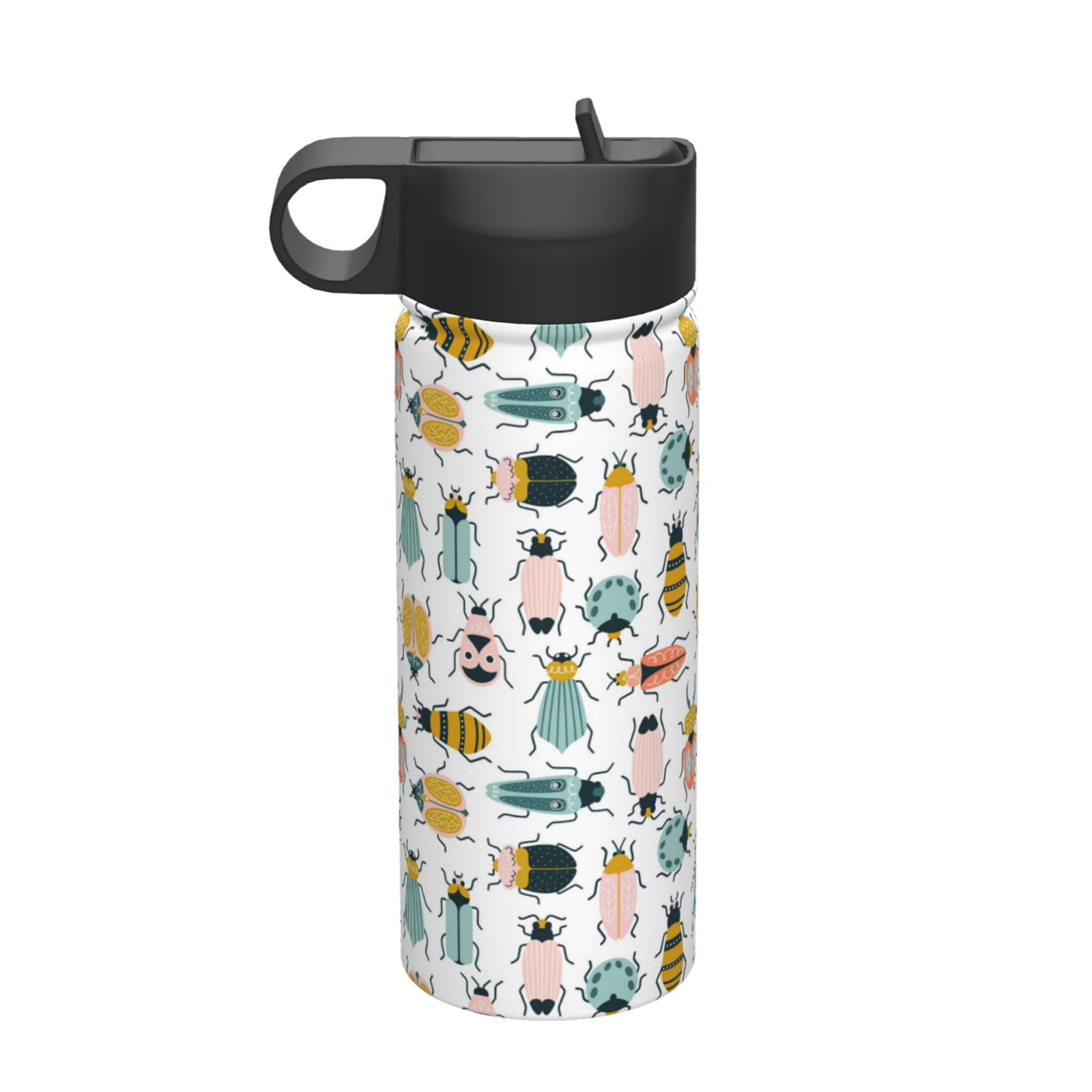 Daiia Colorful Insects Printed 18oz Sports Insulated Kettle With Straw ...