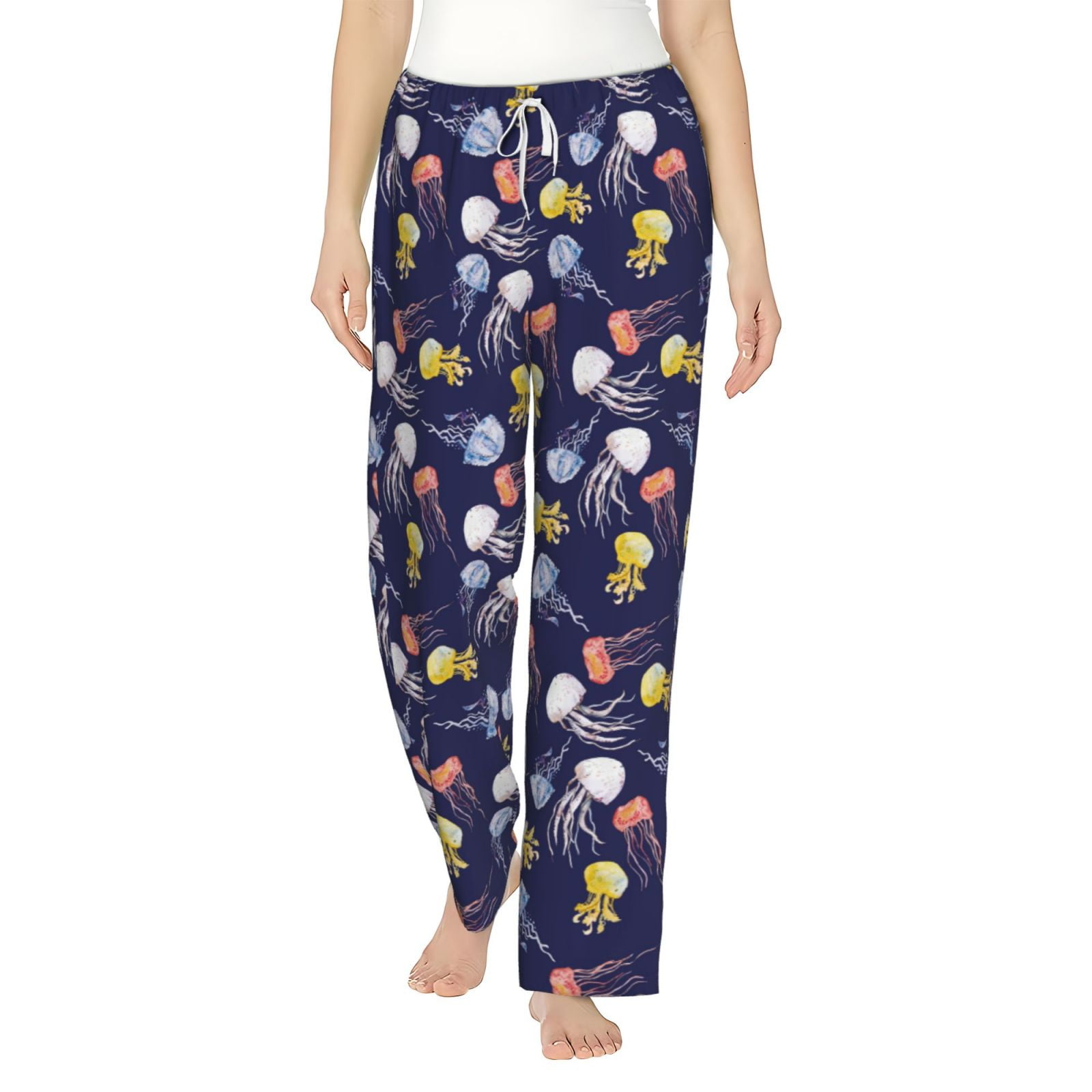 Daiia Colorful Jellyfish Women's Sleep Pant with Pockets and Drawstring ...