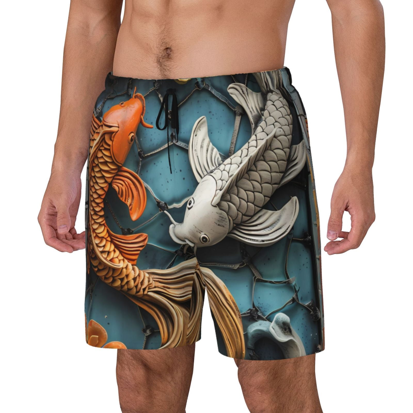 Daiia Colorful Koi Fish Art Mens Swim Trunks Swim Shorts Quick Dry Swim ...