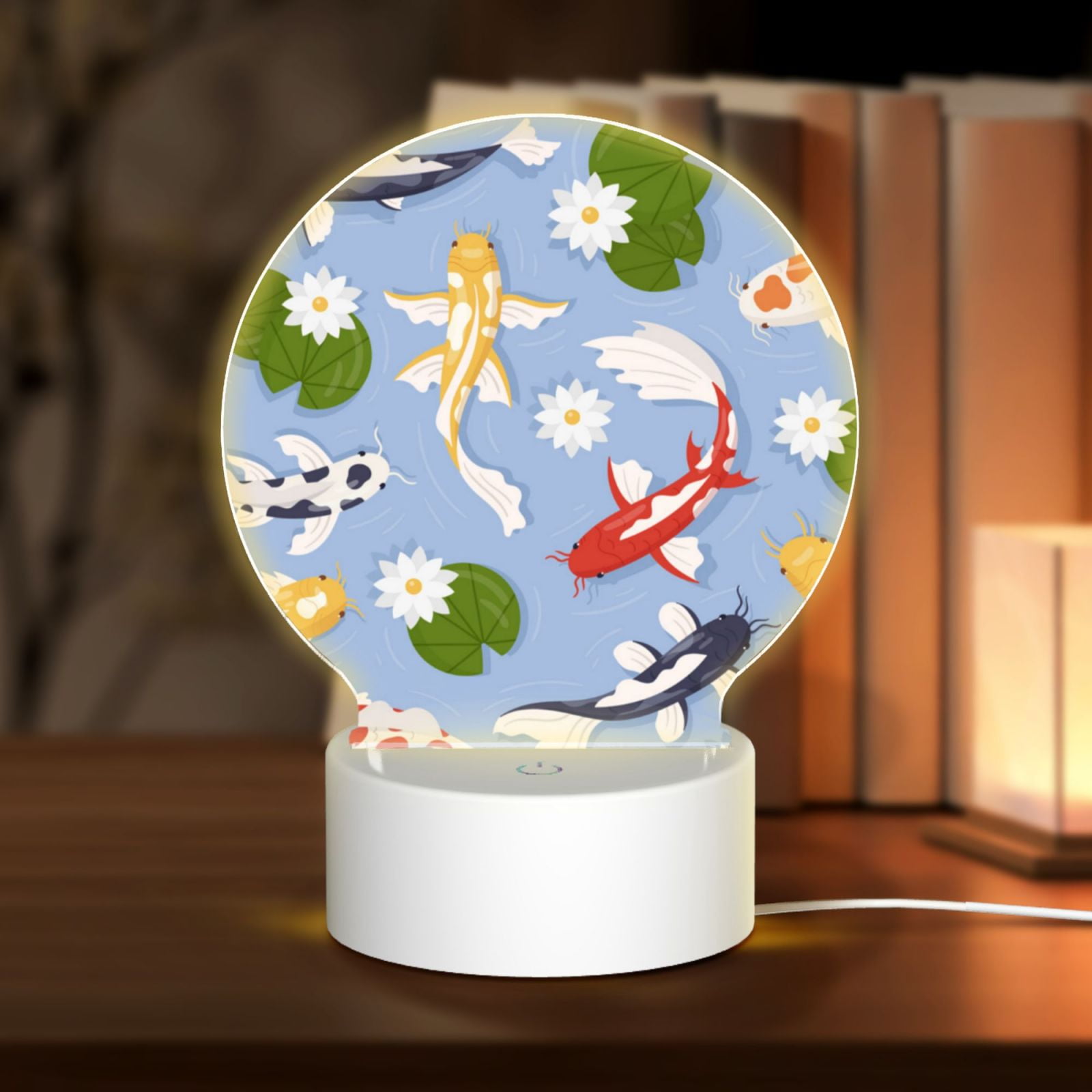 Daiia Colorful Koi Fish Pattern Acrylic Night Light, LED Touch Light ...