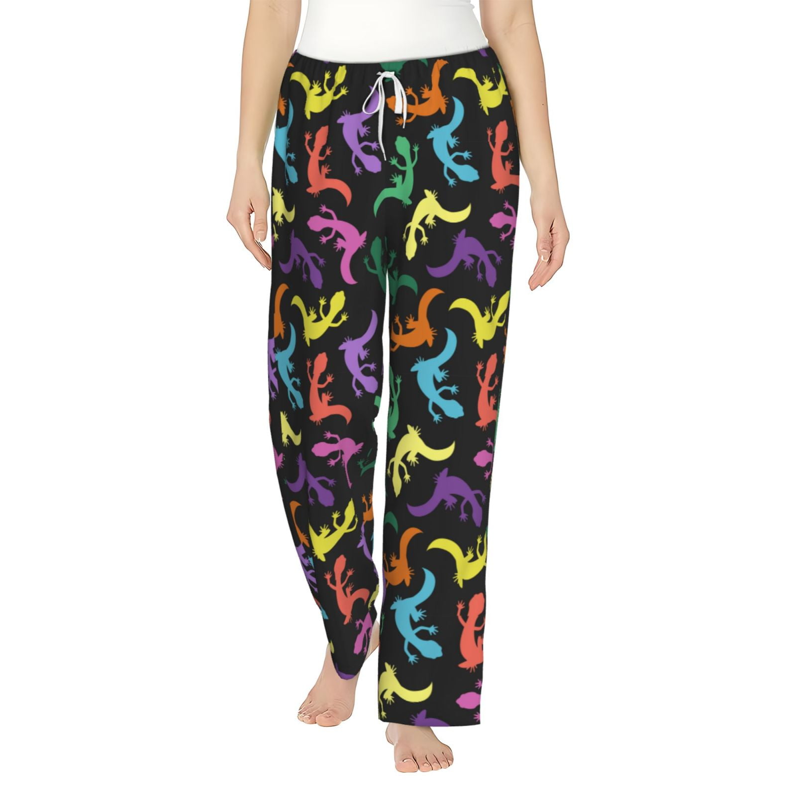 Daiia Colorful Lizards Women's Sleep Pant with Pockets and Drawstring ...