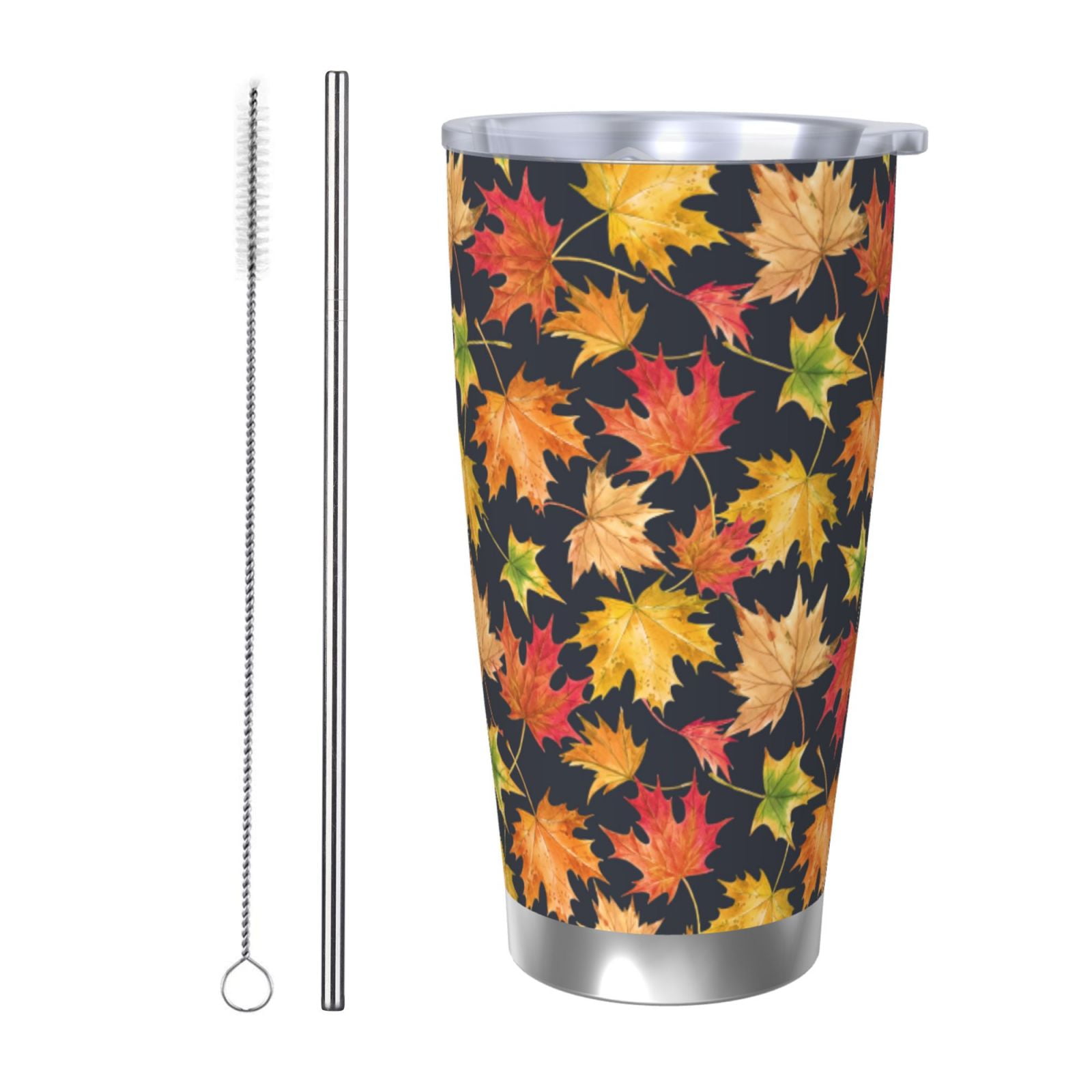 Daiia Colorful Maple Leaves Printed 20oz Insulated Coffee Cup with ...