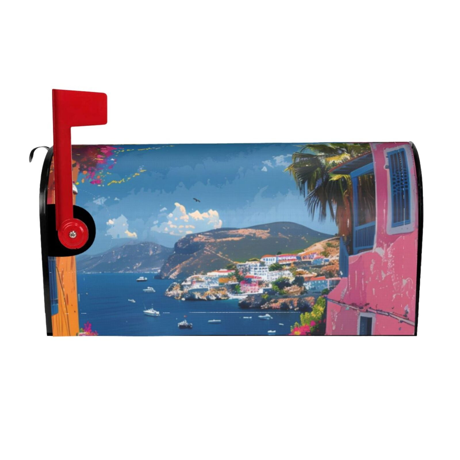 Daiia Colorful Mediterranean Village Mailbox Cover , Magnetic Welcome ...