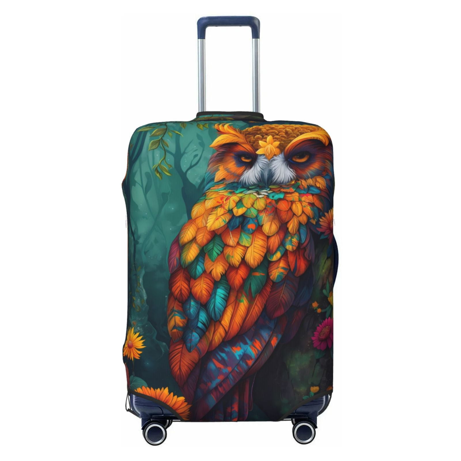 Daiia Colorful Owl Forest Luggage Cover, Thickened Washable Travel ...