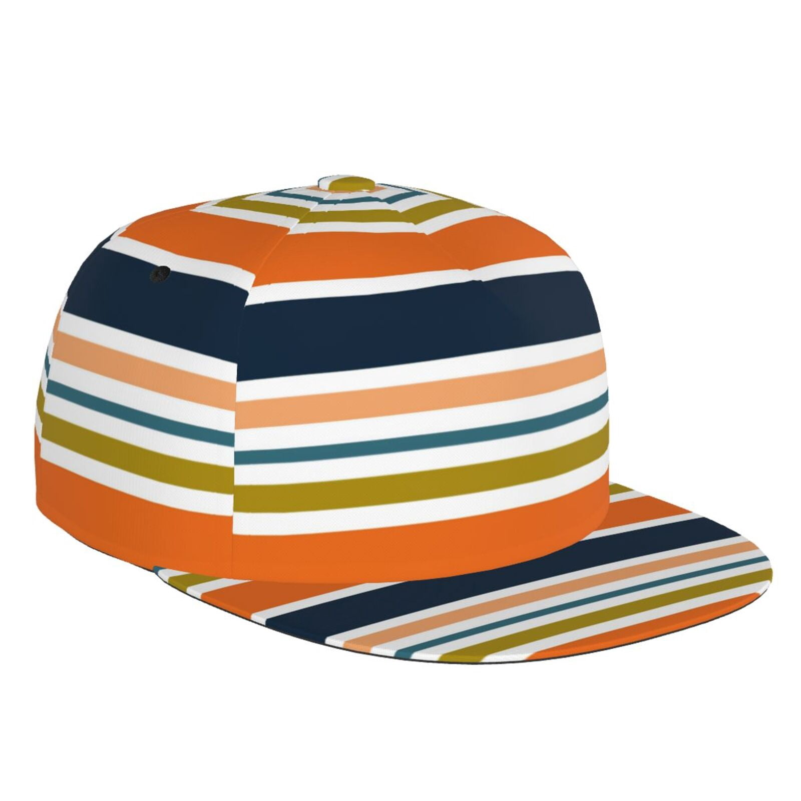 Daiia Colorful Pastel Stripes print Flat Bill Hats Flat Brim Trucker ...