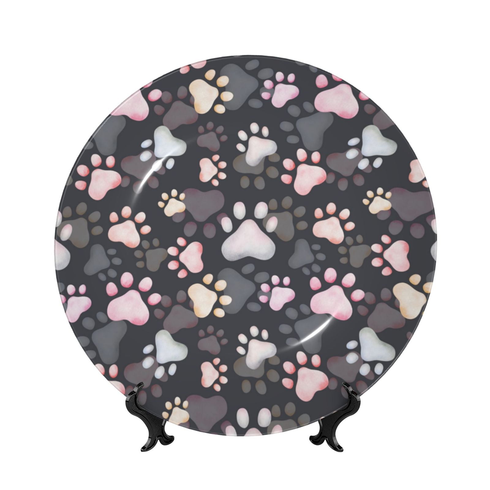 Daiia Colorful Paws Of Dog Printed Pattern Ceramic Plate Dinner Plates ...