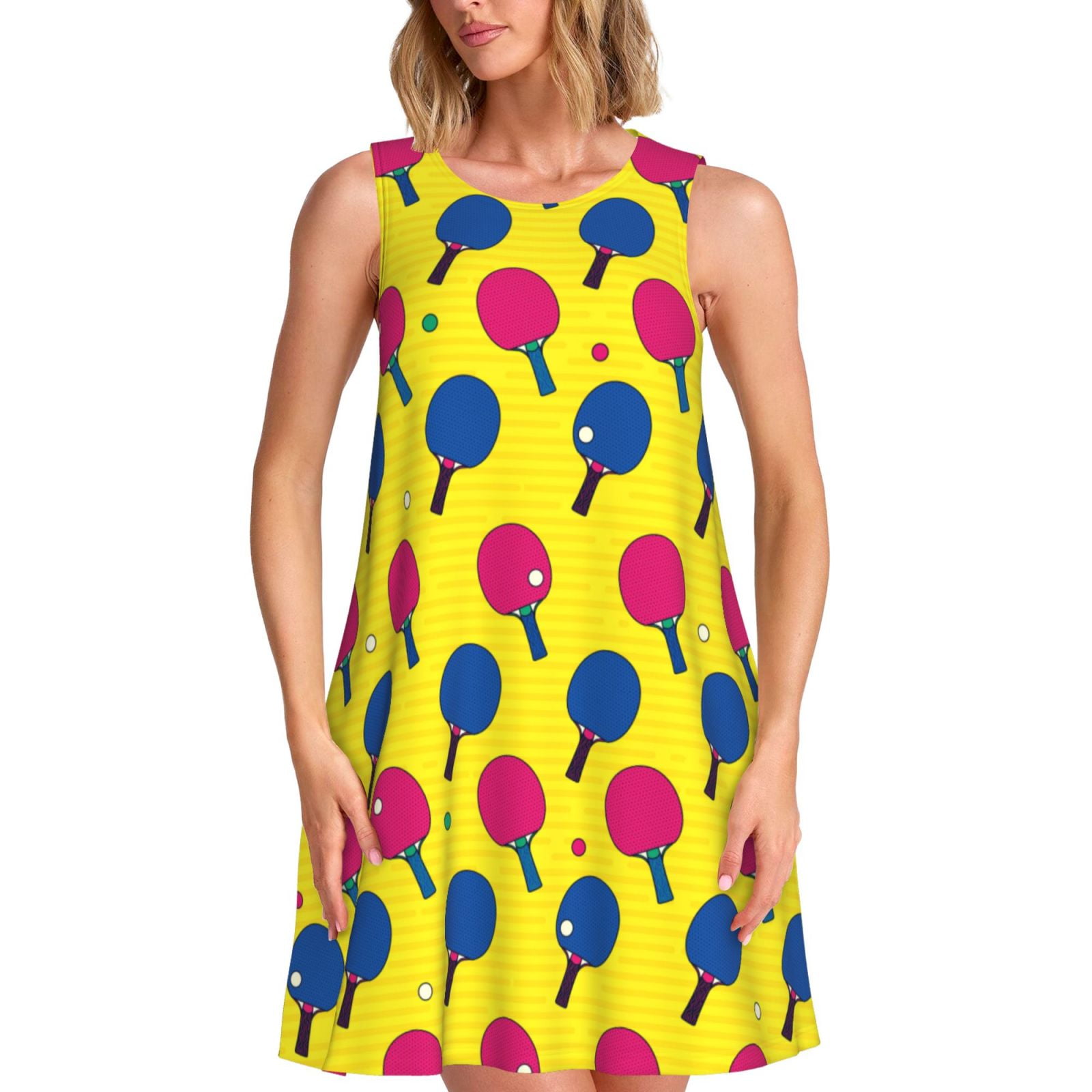 Daiia Colorful Ping Pong Print Women's Dresses 2025 Trendy Short sleeve ...