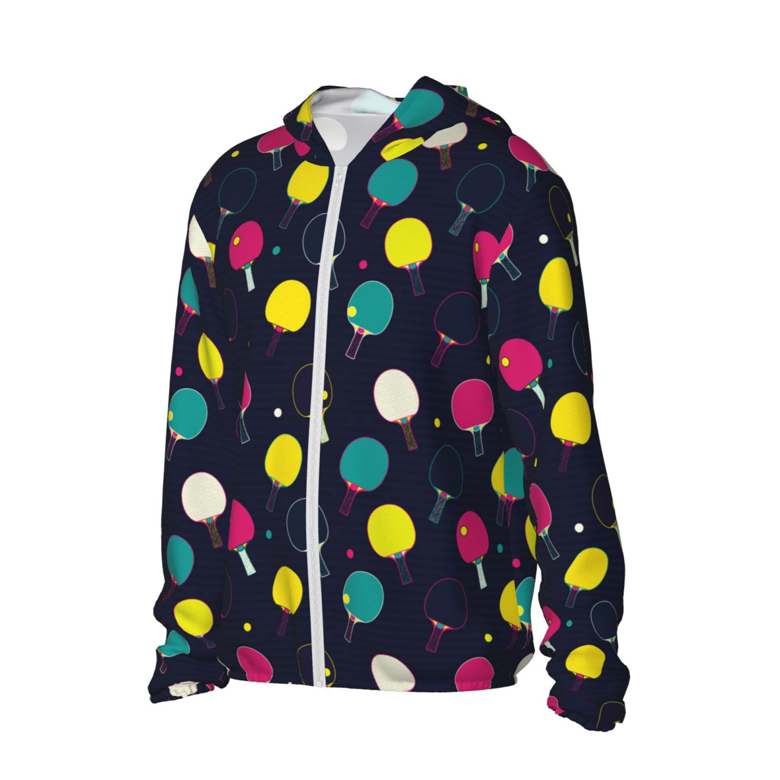 Daiia Colorful Ping Pong Rackets UPF 50+ Sun Protection Hoodie Jacket ...