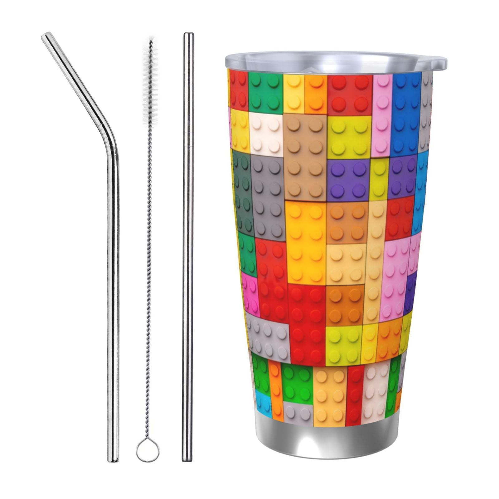 Daiia Colorful Plastic Blocks Pattern Printed 20oz Insulated Coffee Cup ...