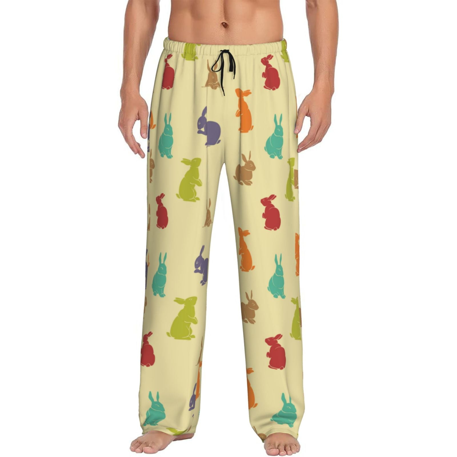 Daiia Colorful Rabbit Men's Sleep Pant with Pockets and Drawstring ...
