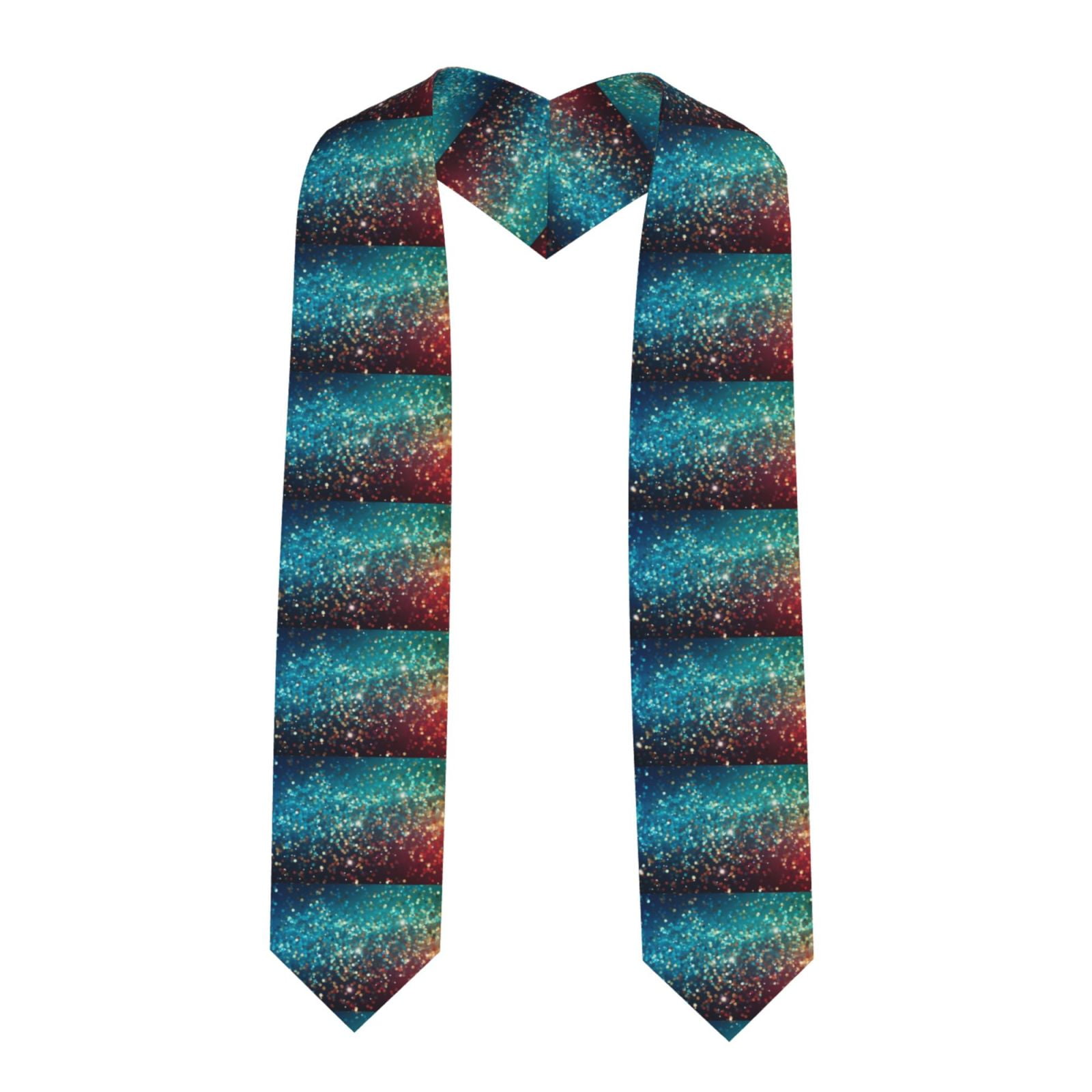 Daiia Colorful Rainbow Glitter Pattern Graduation Shawl Stole – Satin ...