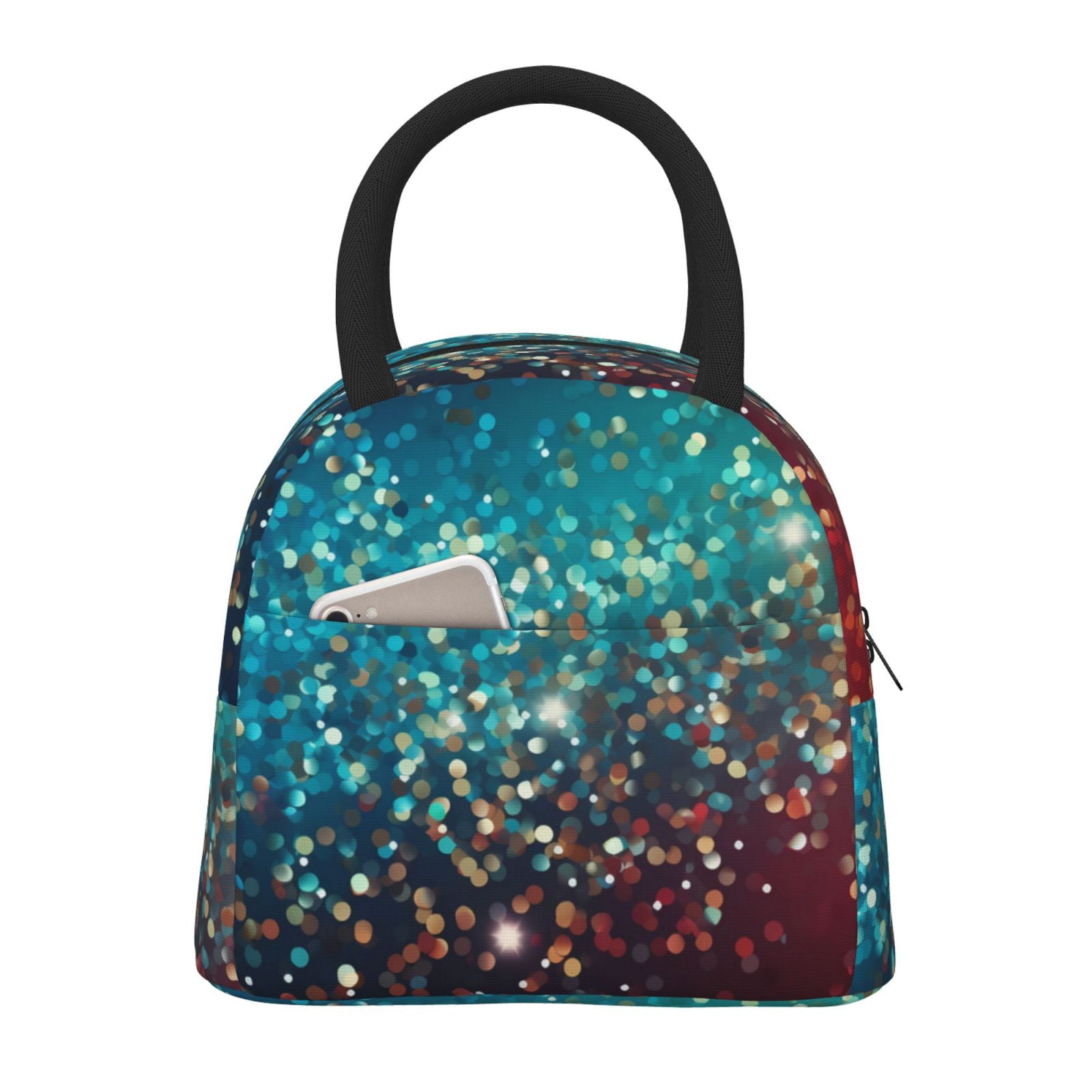 Daiia Colorful Rainbow Glitter Pattern Lunch Bag , Insulated Lunch Box ...