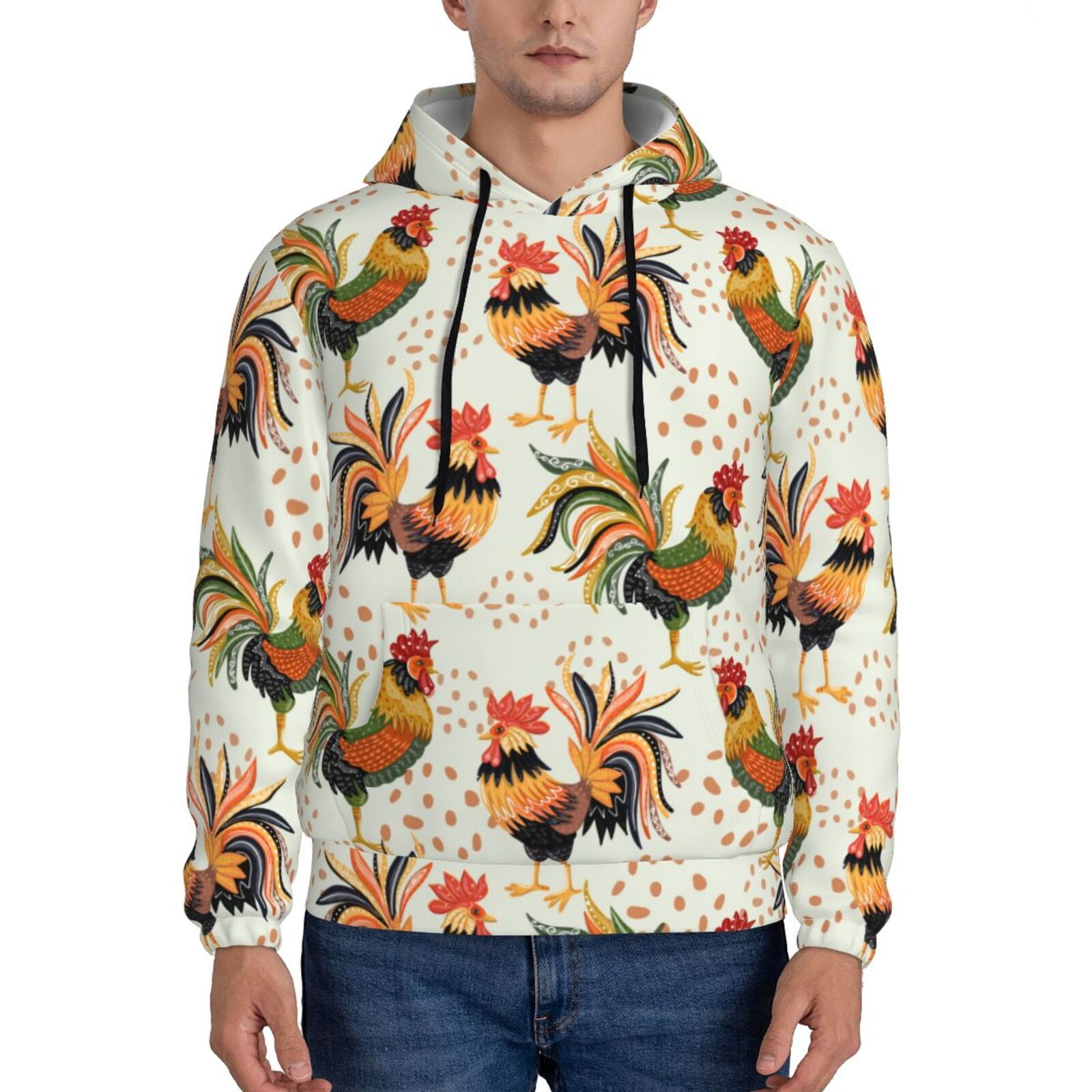 Daiia Colorful Roosters for Men's Fashion Hoodies & Sweatshirts with ...