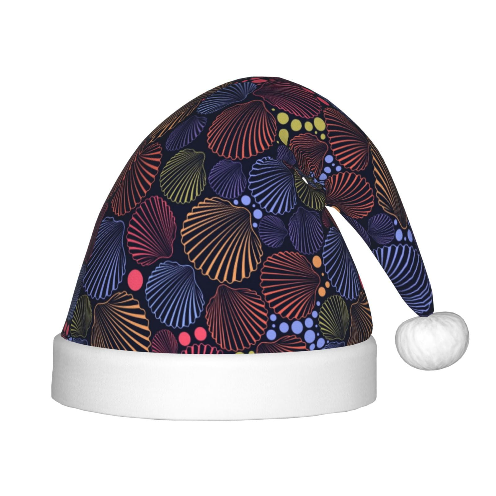 Daiia Colorful Shells Print Christmas Knitted Beanie Hat, Large Knit ...