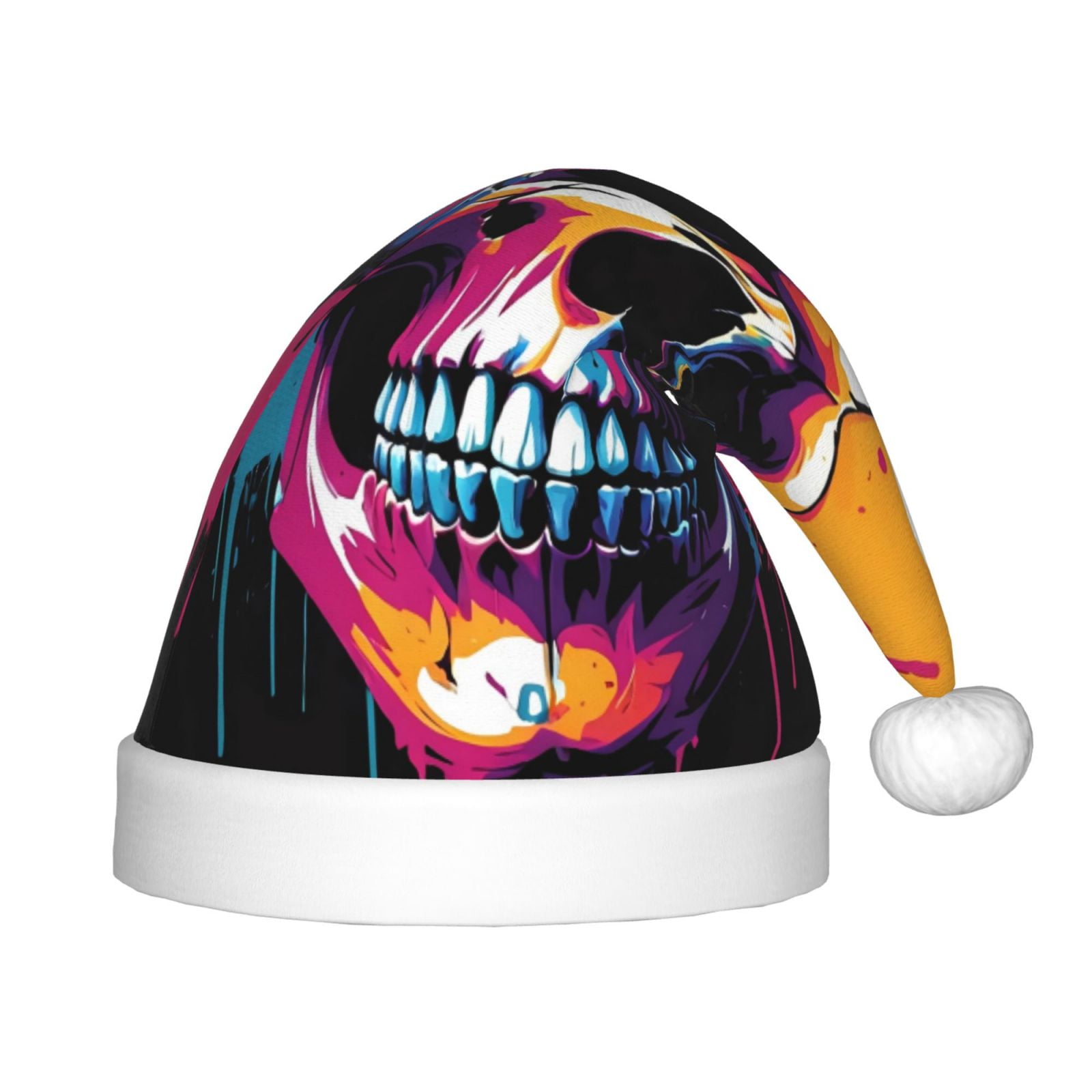 Daiia Colorful Skull Print Christmas Knitted Beanie Hat, Large Knit Hat Xmas Small Gifts For ...