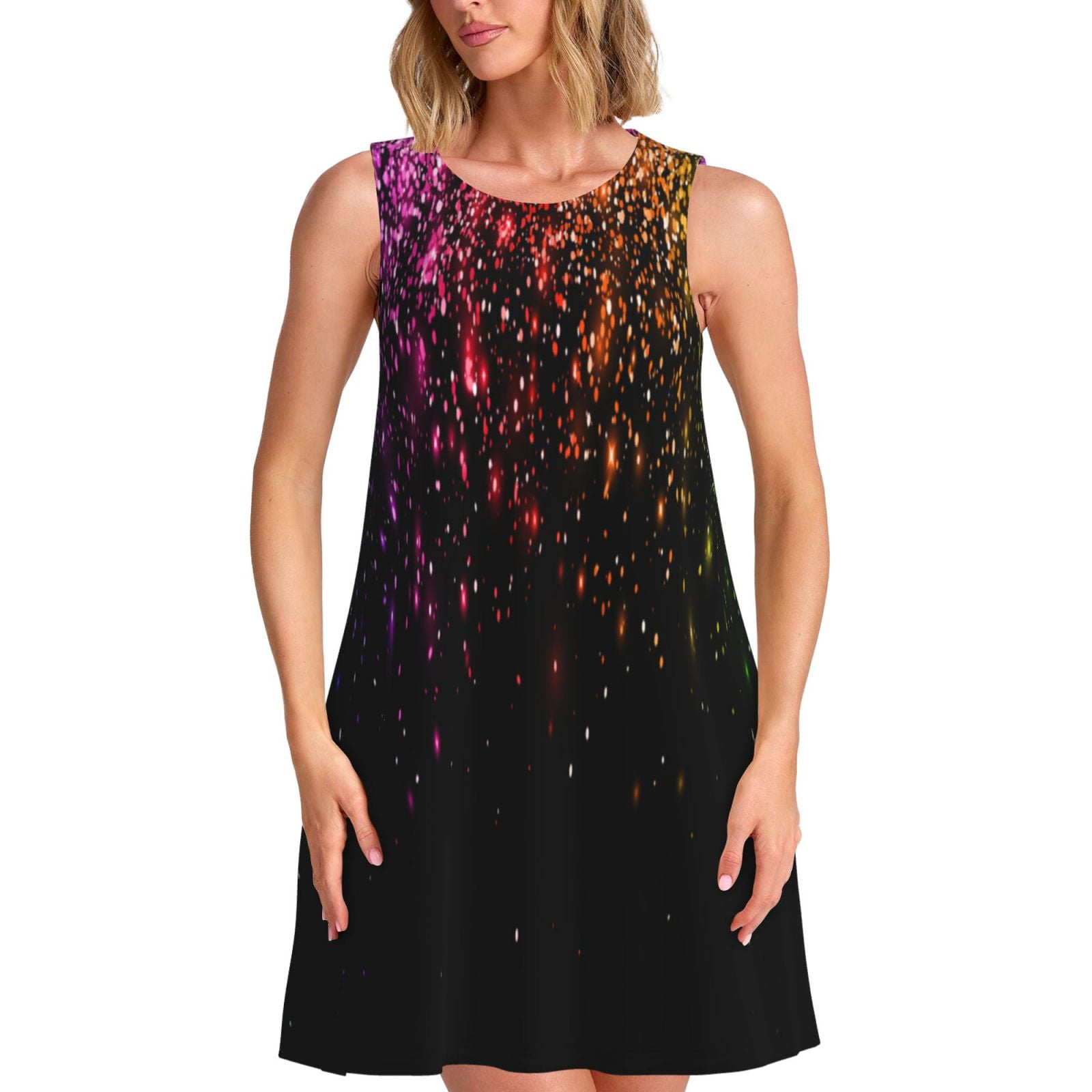 Daiia Colorful Sparkling Print Women's Dresses 2025 Trendy Short sleeve ...