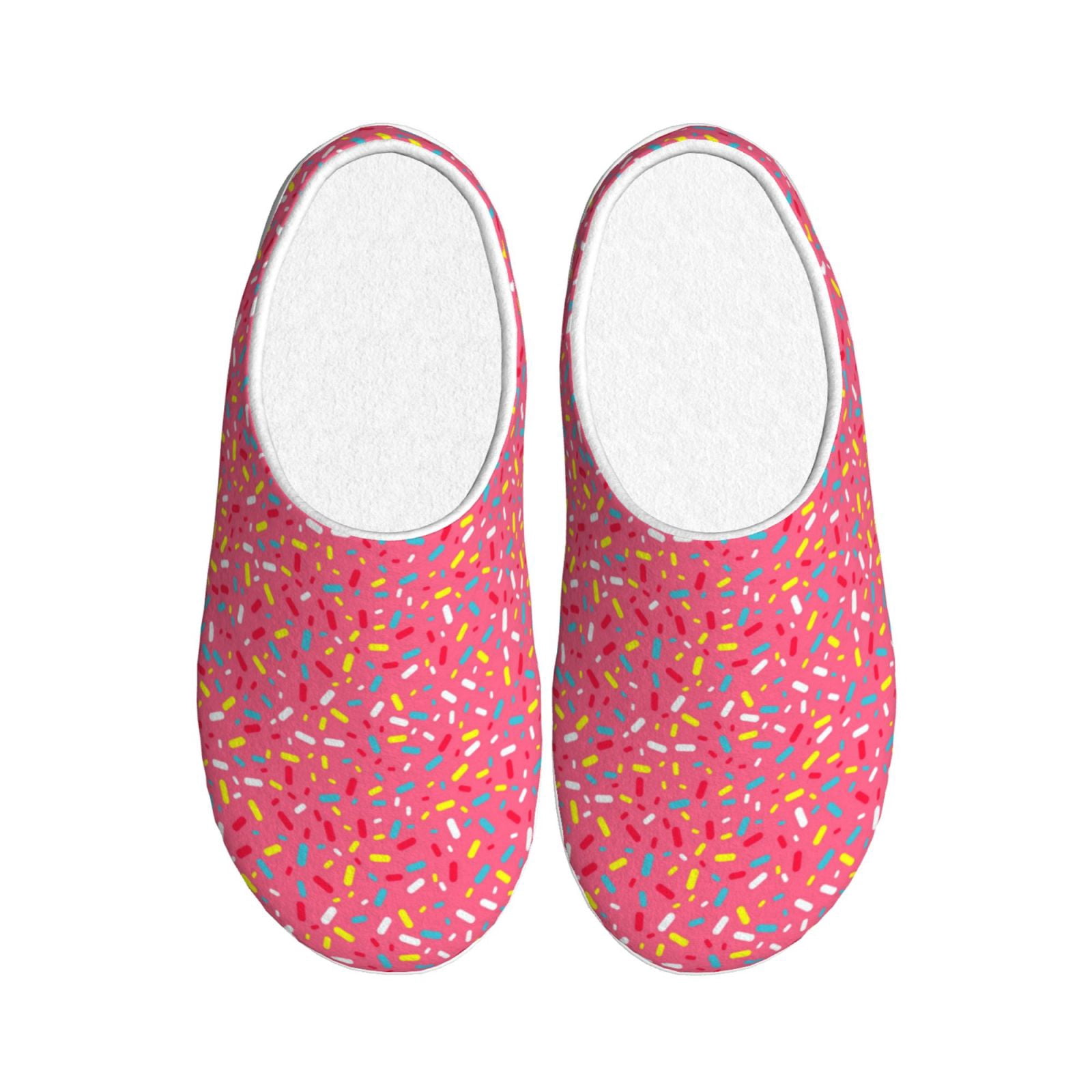 Daiia Colorful Sprinkles Donuts Print Women’s Fuzzy Slippers Memory ...