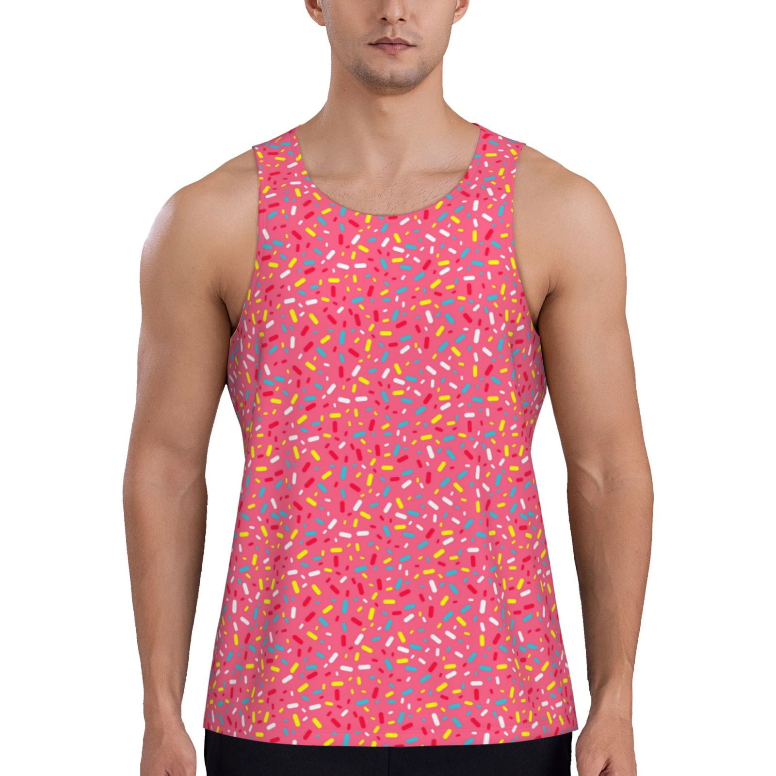 Daiia Colorful Sprinkles Donuts Printed Men's Quick Dry Fit Muscle Tank ...