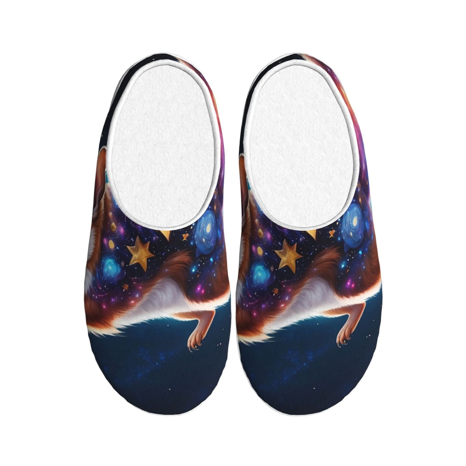 Daiia Colorful Star River Squirrel Print Women’s Fuzzy Slippers Memory ...