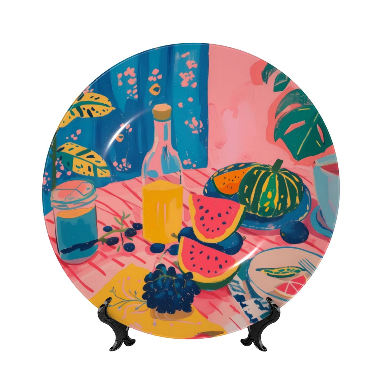 Daiia Colorful Summer Fruit Table Printed Pattern Ceramic Plate Dinner ...
