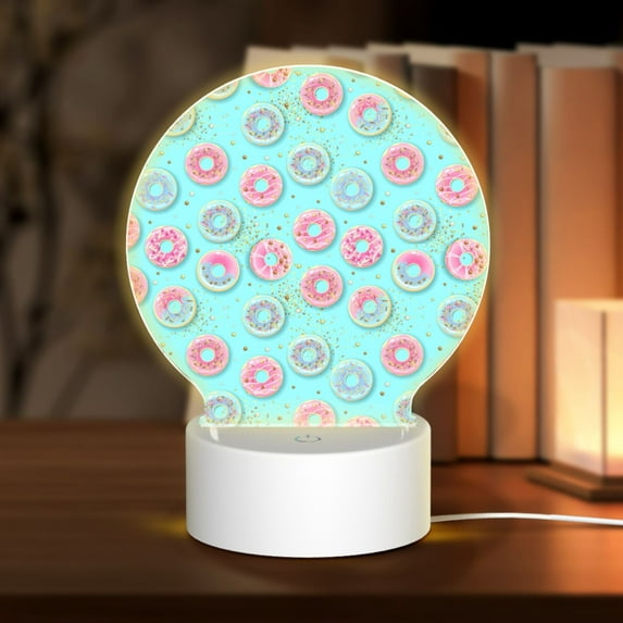 Daiia Colorful Sweet Donuts Pattern Acrylic Night Light, LED Touch ...