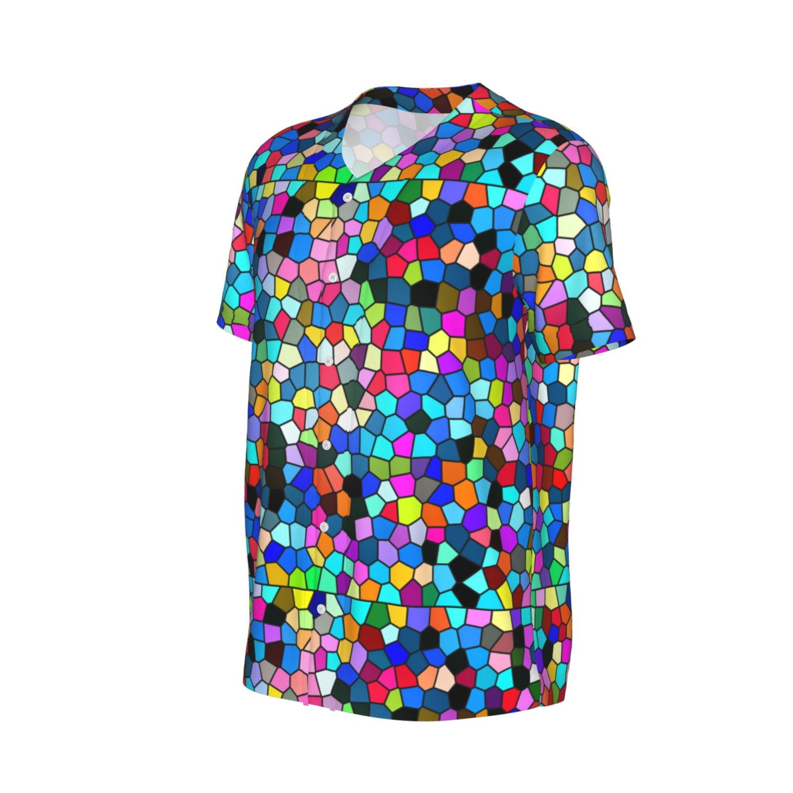 Daiia Colorful Tie Dye Stained Glass 2 Mens Baseball Jersey Button Down ...