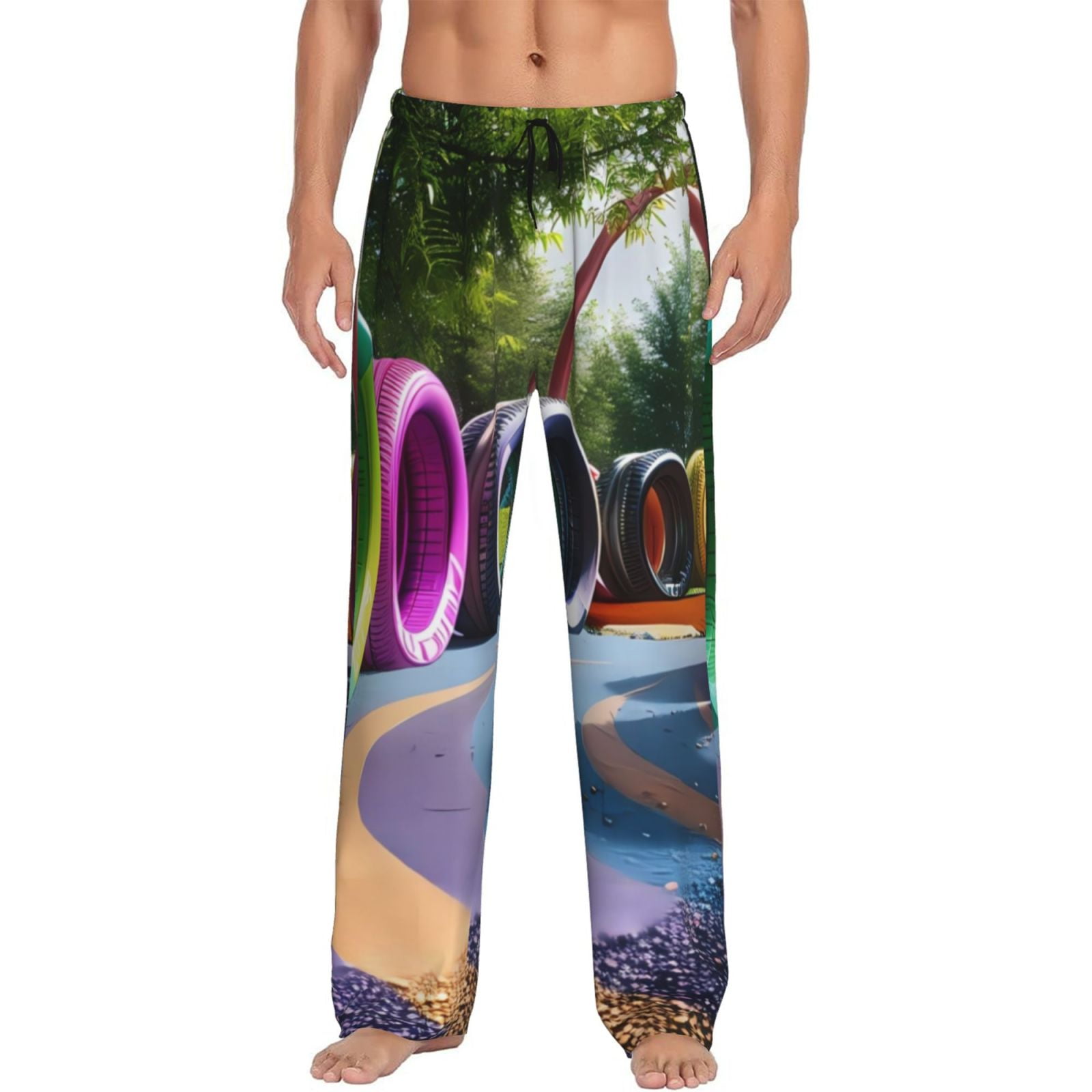 Daiia Colorful Tire Tunnel Park Men's Sleep Pant with Pockets and ...