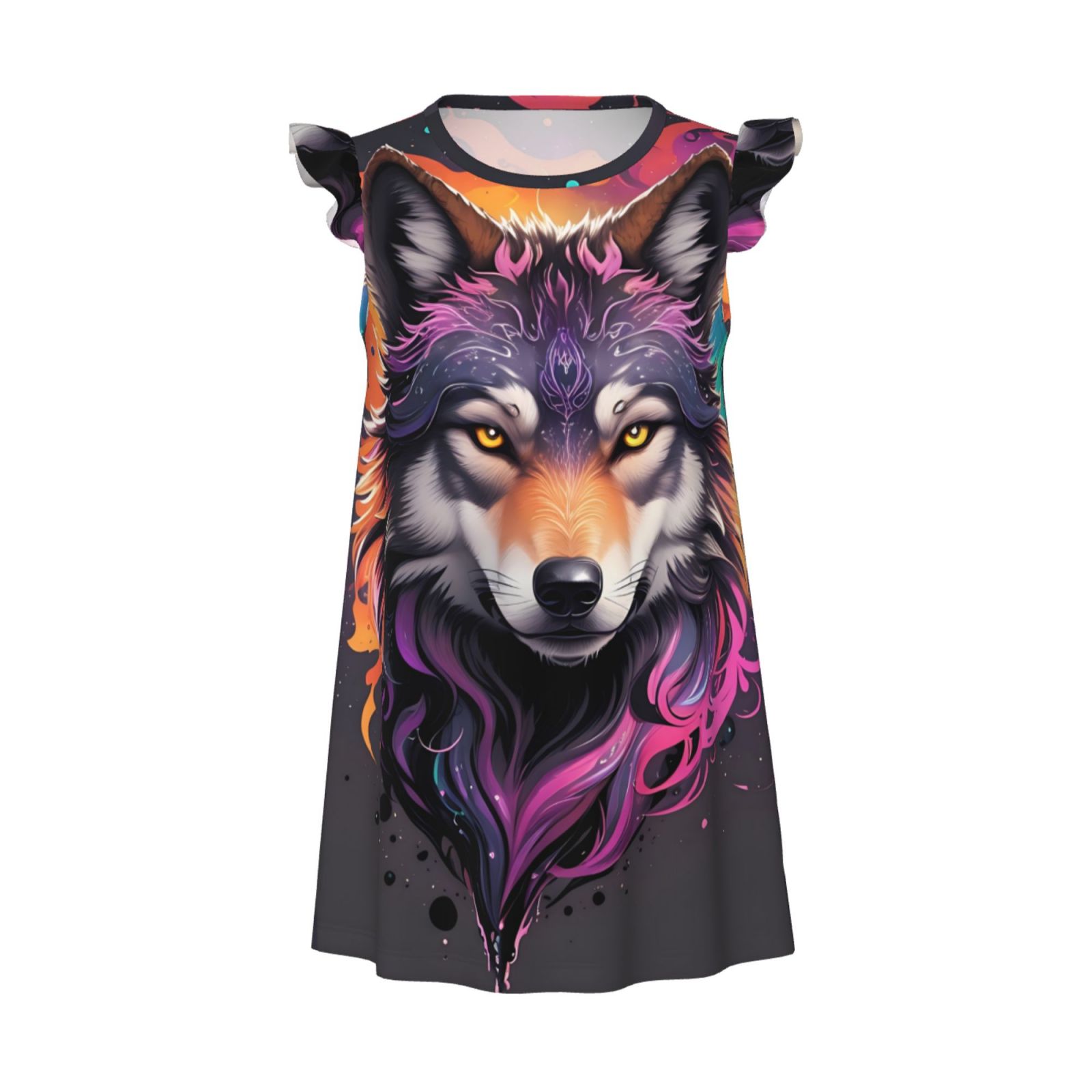 Daiia Colorful Wolf Head A Girls Nightgowns, Unicorn Nightgown Princess ...