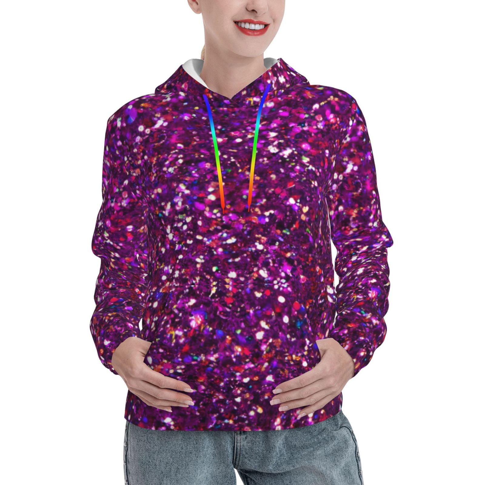 Daiia Colourful Glitter Pattern Women's Fashion Hoodies & Sweatshirts ...