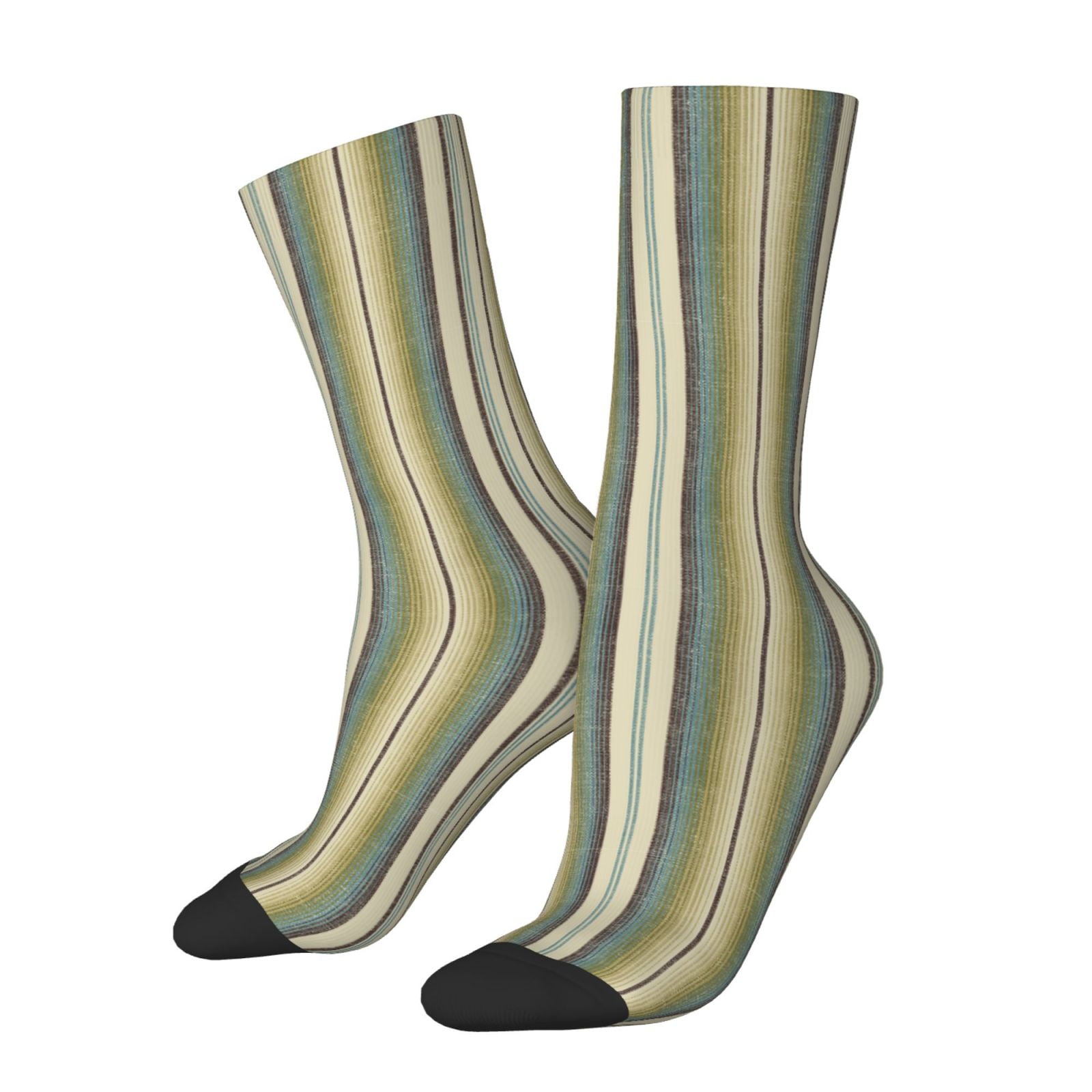 Daiia Colourful stripes Print Crew Socks – Soft Breathable Long Socks ...