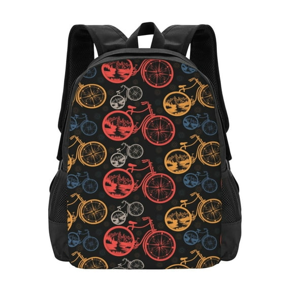 Daiia Compass And Mountains In Bicycle Wheels1 Backpack for Men and ...