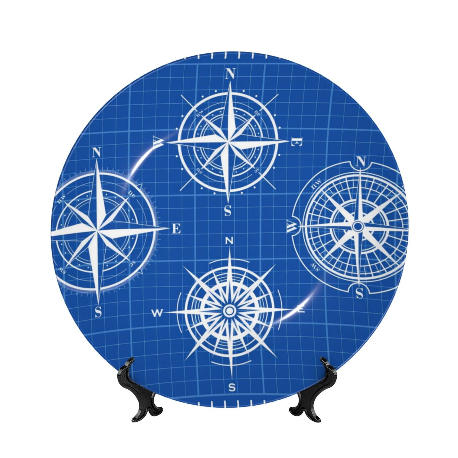 Daiia Compass Printed Pattern Ceramic Plate Dinner Plates Bone China ...