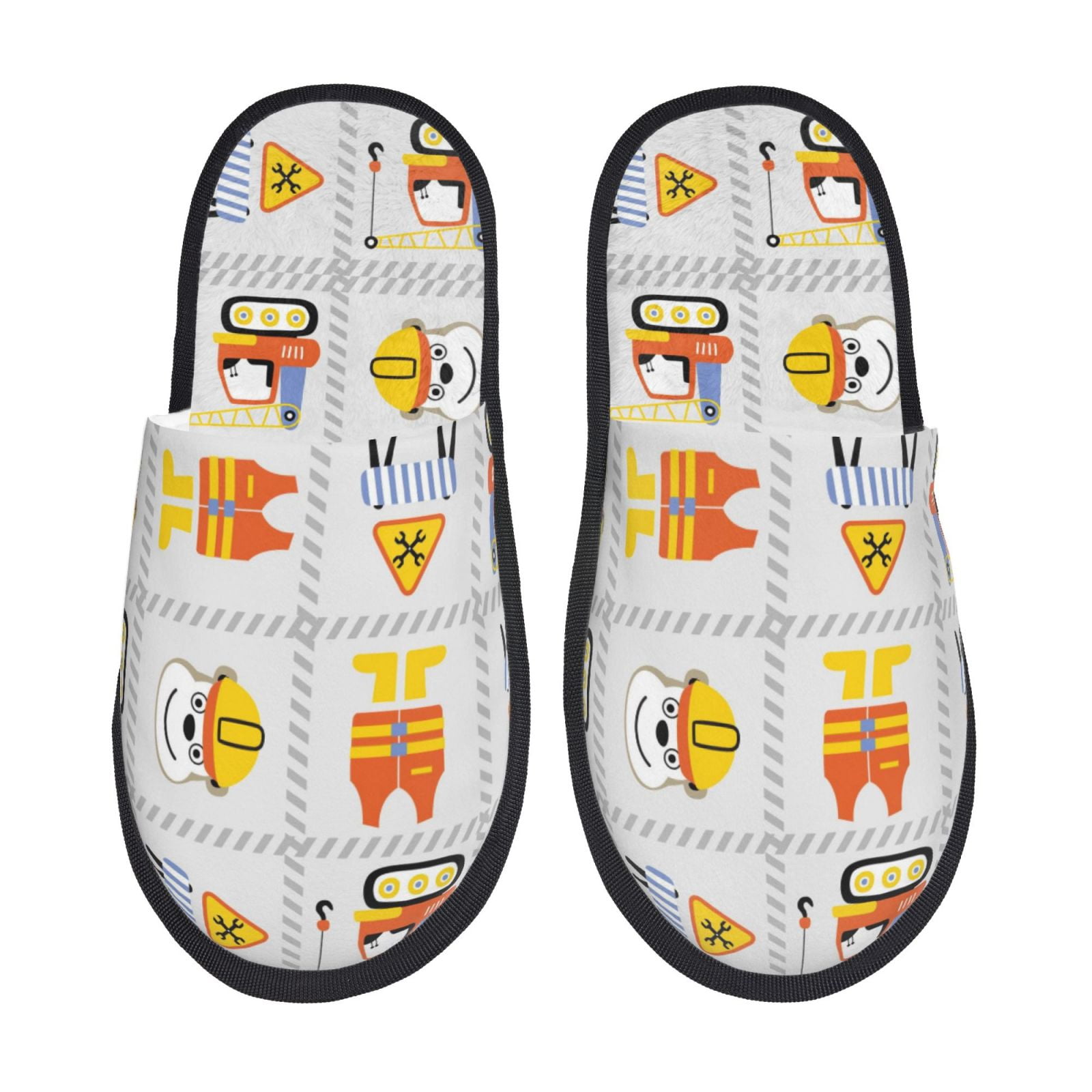 Daiia Construction Equipments Worker Pattern Furry Slippers for Women ...