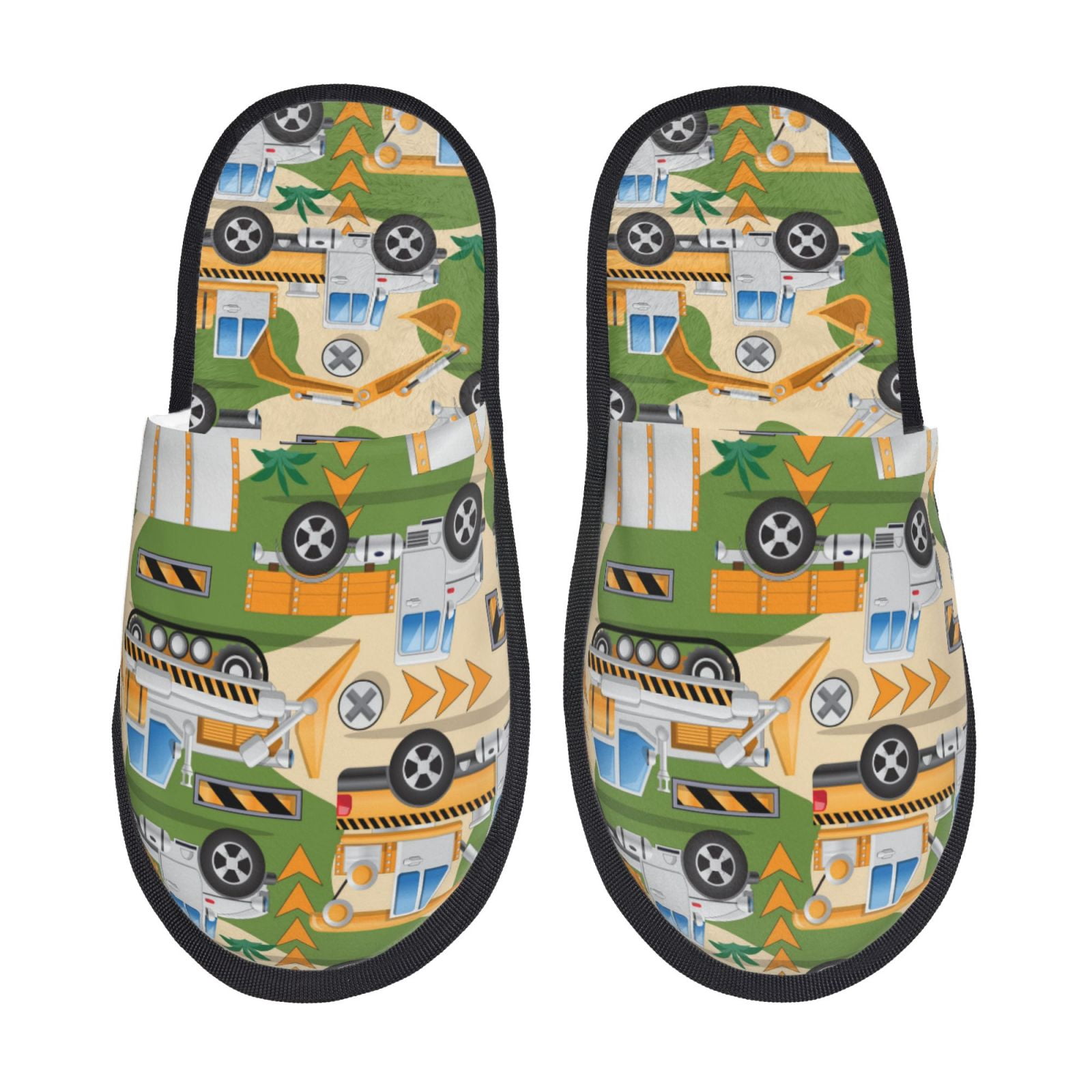 Daiia Construction Machinery1 Pattern Furry Slippers for Women and Men ...