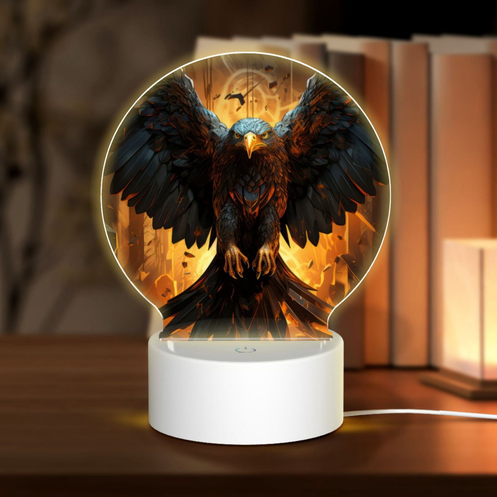 Daiia Cool Black Eagle Pattern Acrylic Night Light, LED Touch Light ...
