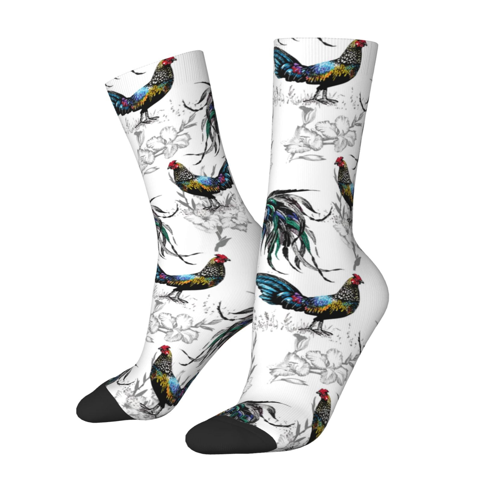 Daiia Cool Chicken Print Crew Socks – Soft Breathable Long Socks for ...