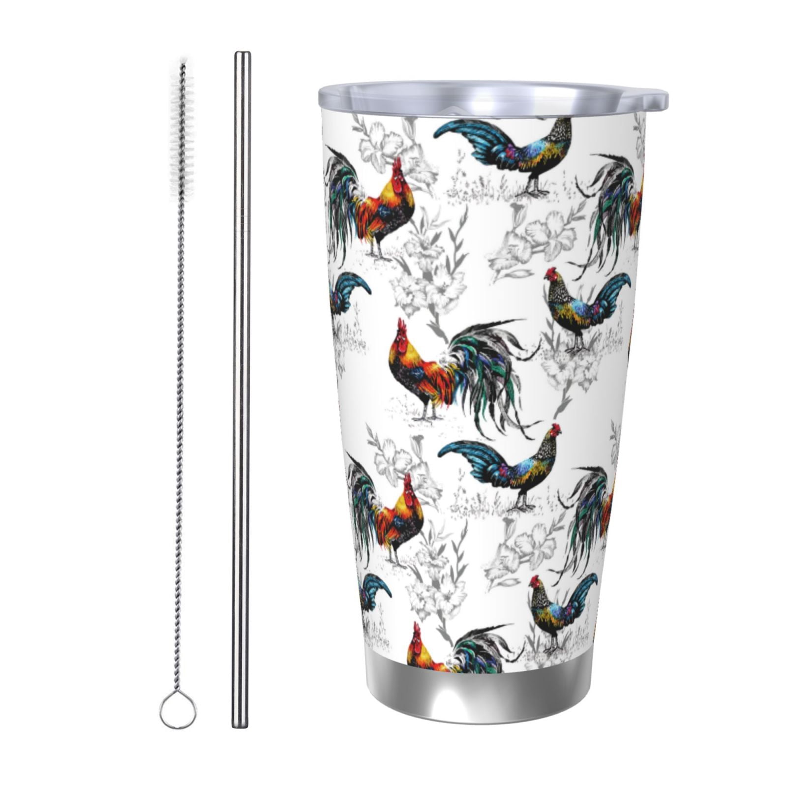 Daiia Cool Chicken Printed 20oz Insulated Coffee Cup with Straw Topper ...